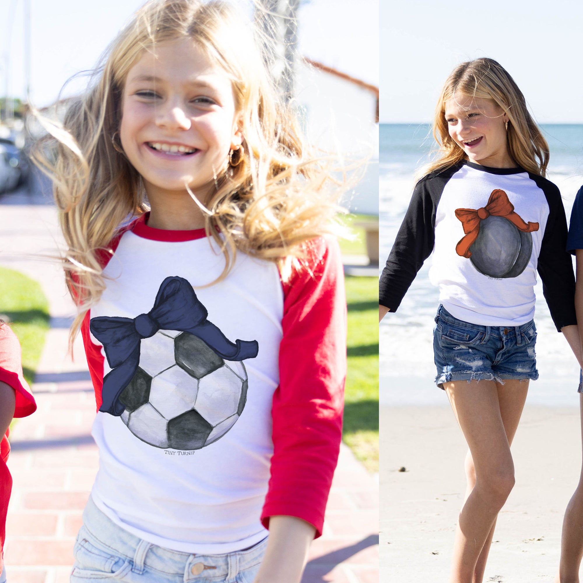 Sports Bow 3/4 Sleeve Raglan | Tiny Turnip