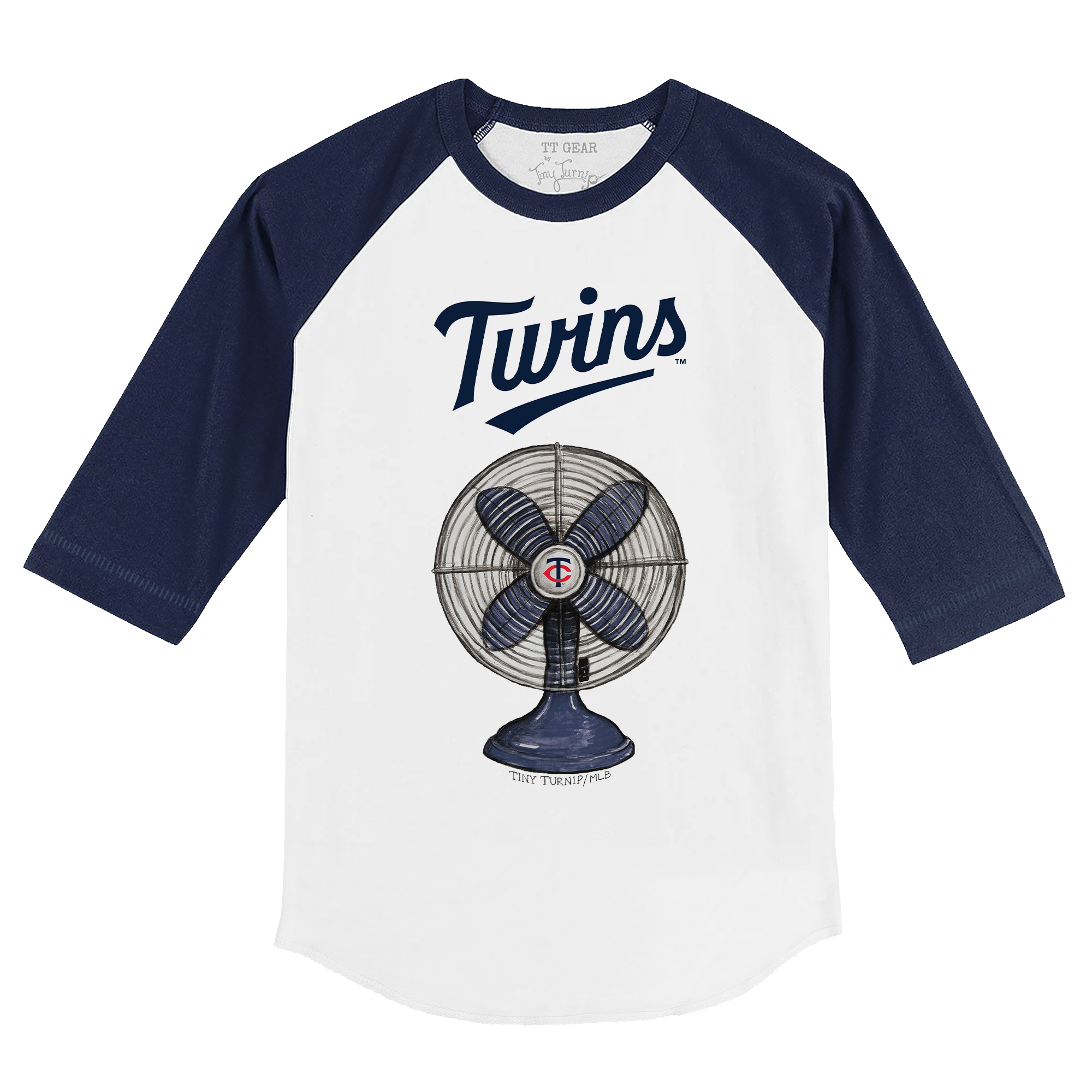 Minnesota Twins Fan 3/4 Navy Blue Sleeve Raglan | Tiny Turnip