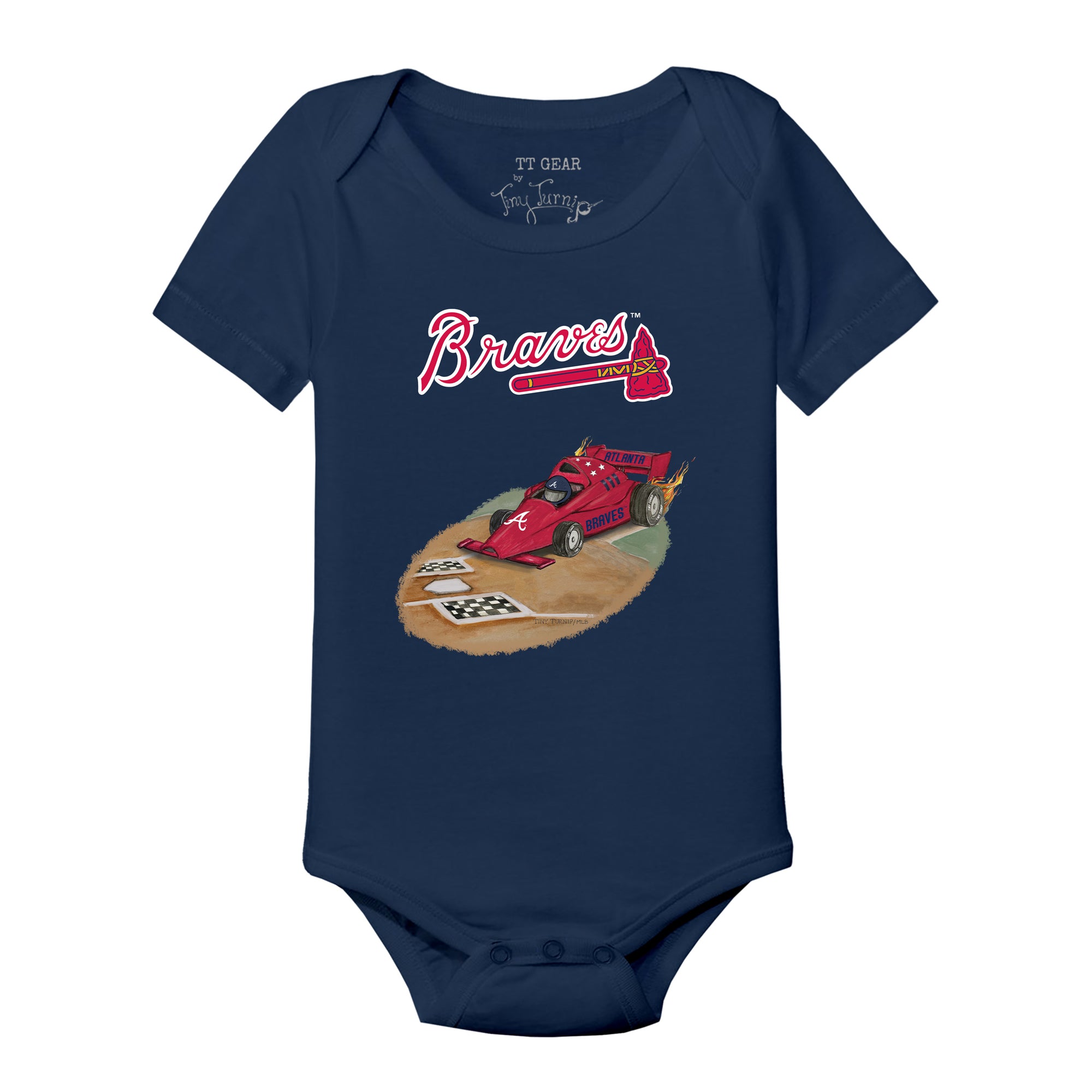 Atlanta Braves Race Car Short Sleeve Snapper | Tiny Turnip