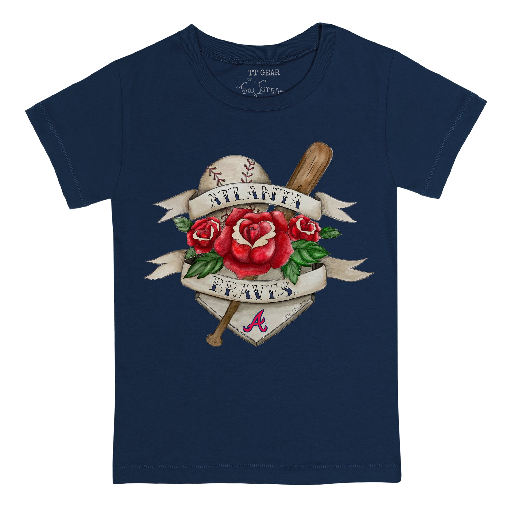 Atlanta Braves Tattoo Rose Tee Shirt | Tiny Turnip