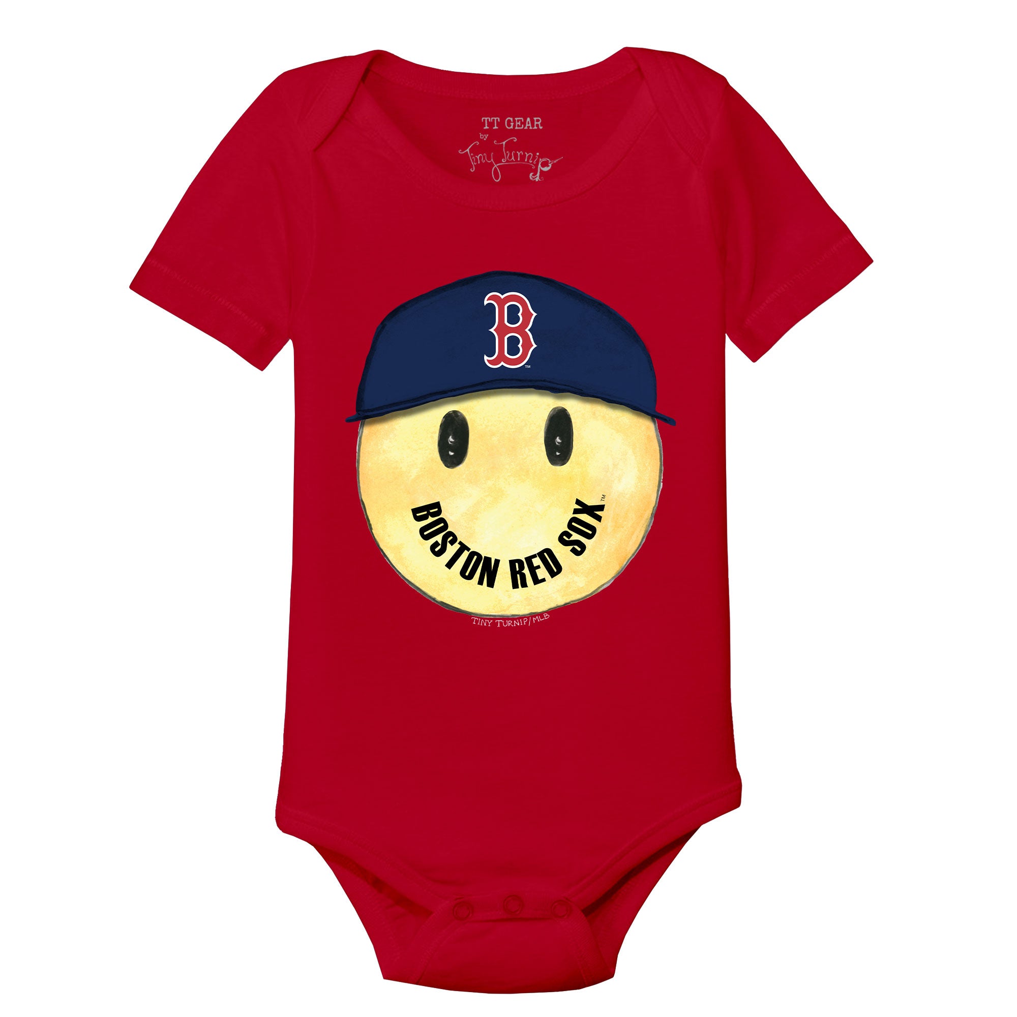 Boston Red Sox Smiley Short Sleeve Snapper | Tiny Turnip