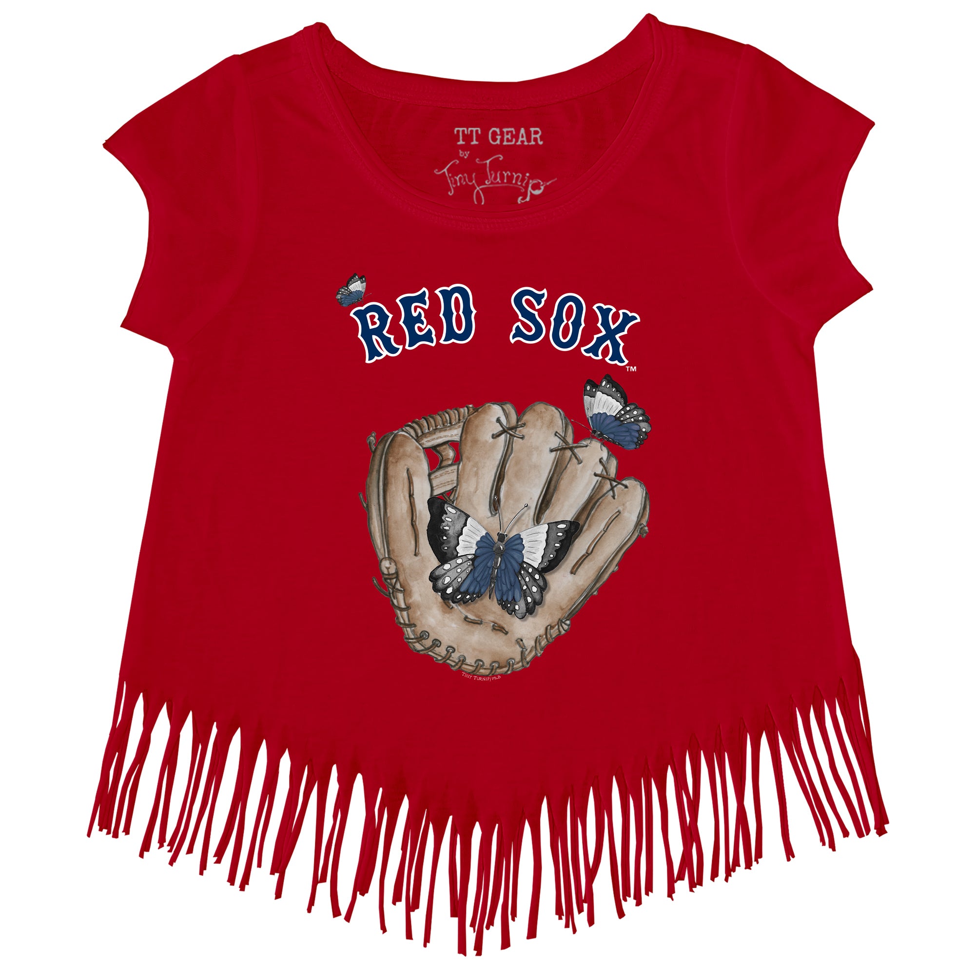 Boston Red Sox Butterfly Glove Fringe Tee | Tiny Turnip