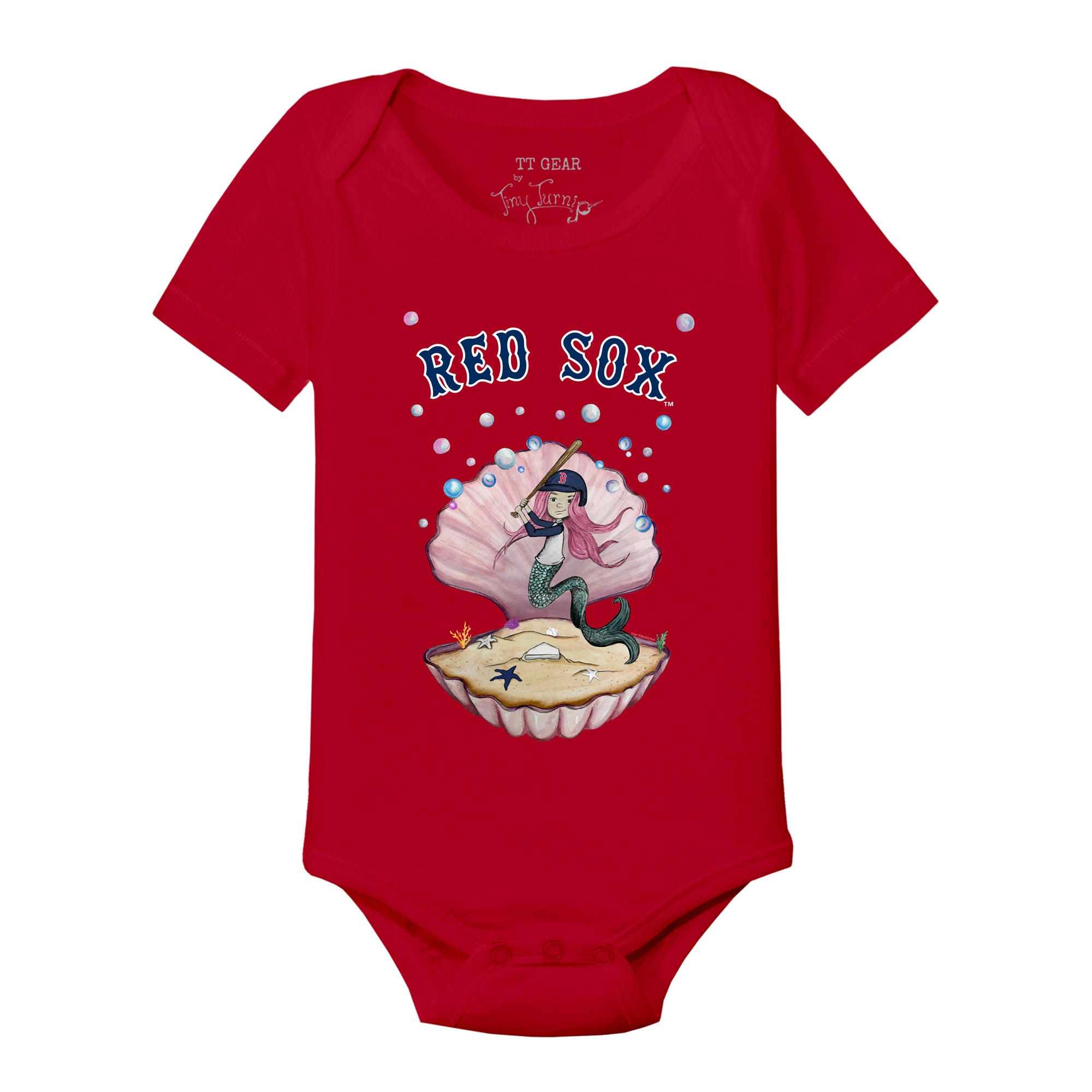 Boston Red Sox Mermaid Short Sleeve Snapper | Tiny Turnip