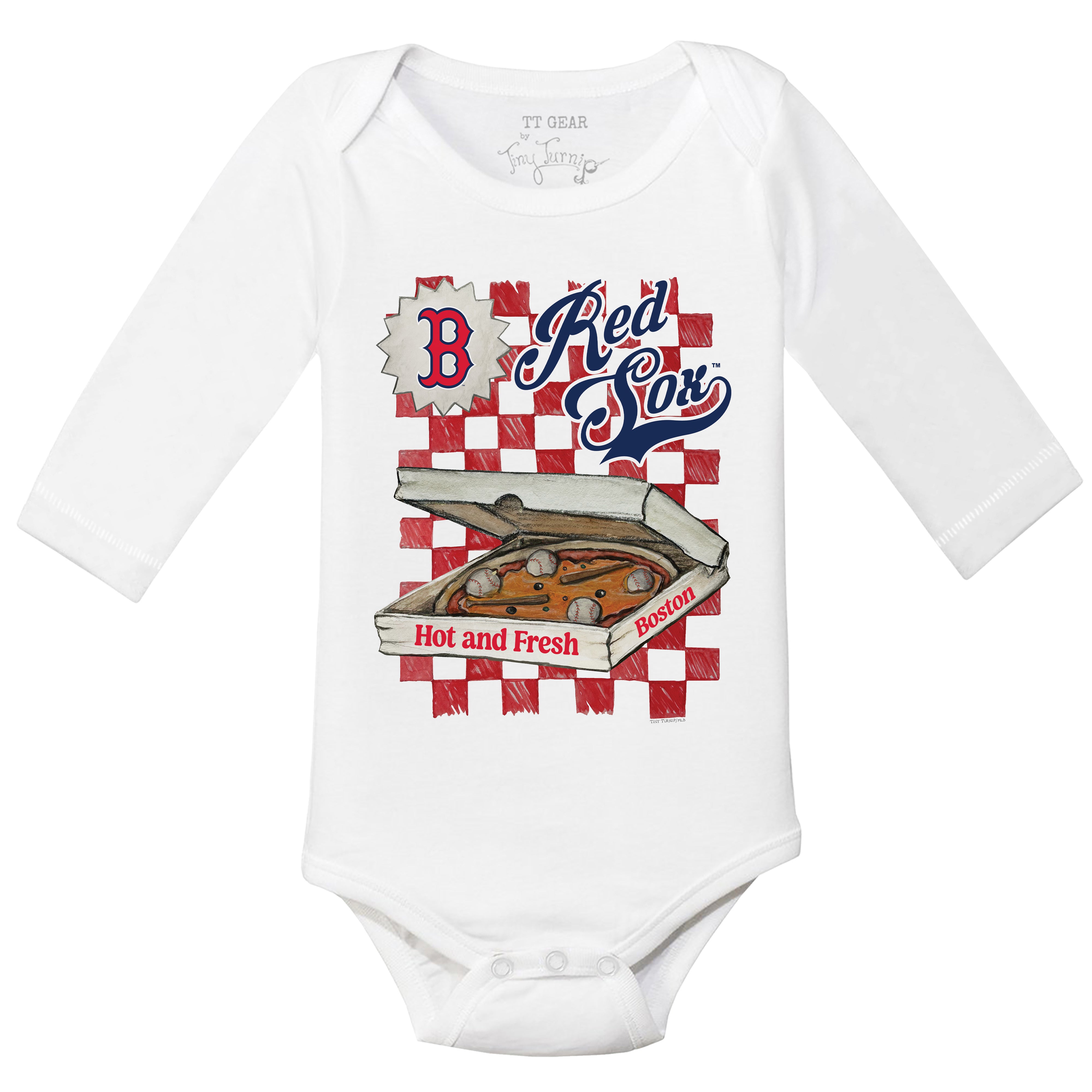 Boston Red Sox Pizza Long Sleeve Snapper | Tiny Turnip