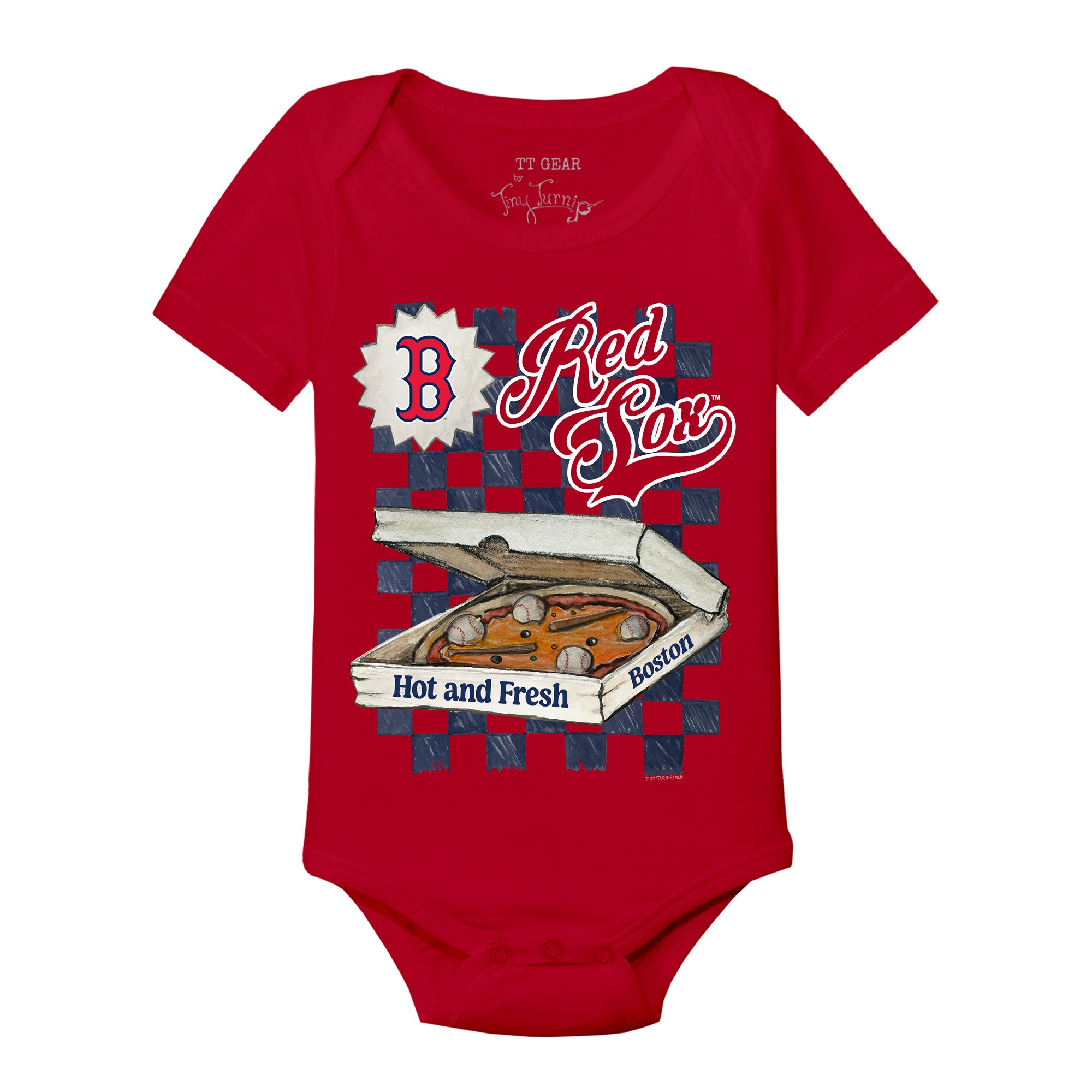 Boston Red Sox Pizza Short Sleeve Snapper | Tiny Turnip