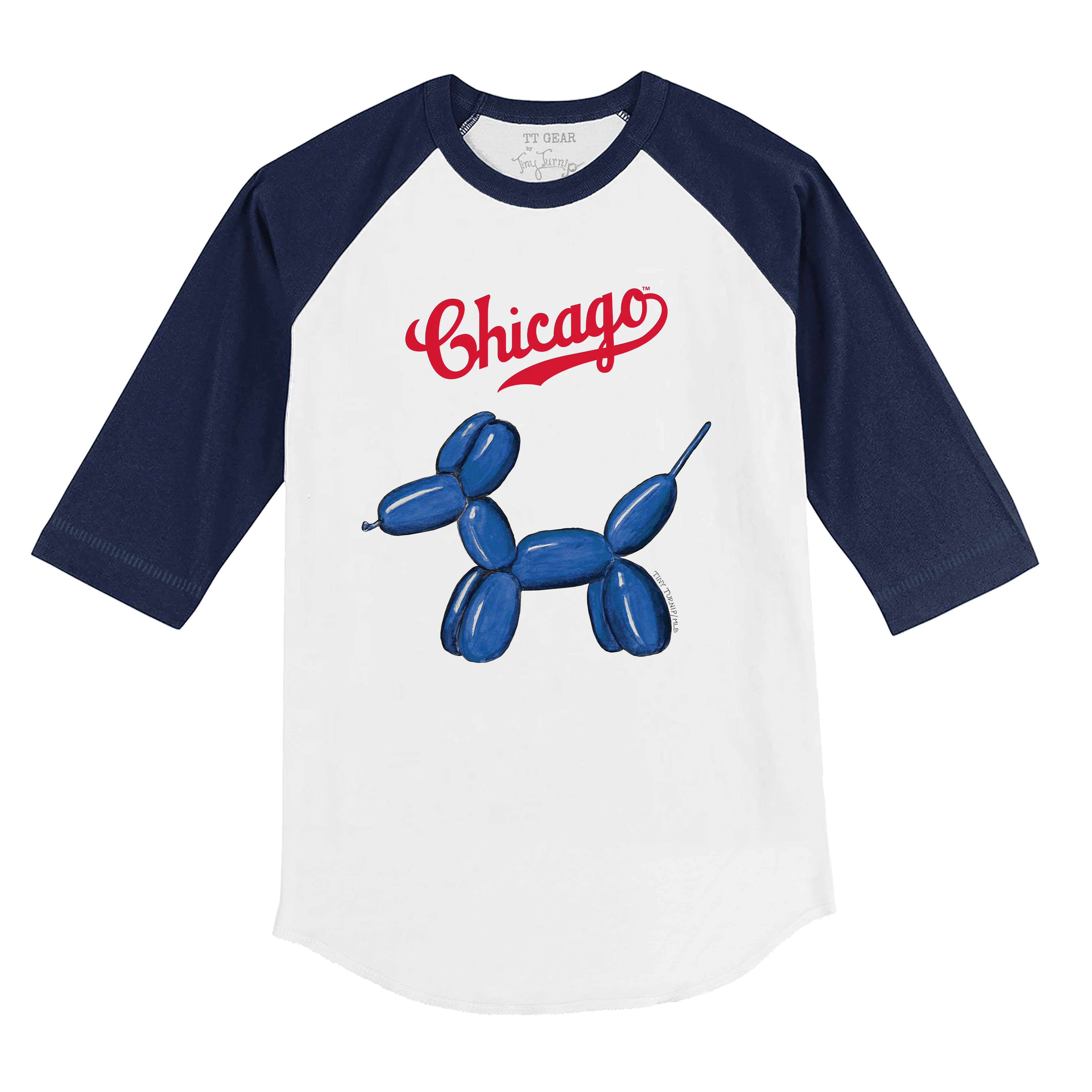 Chicago Cubs Balloon Dog 3/4 Navy Blue Sleeve Raglan | Tiny Turnip