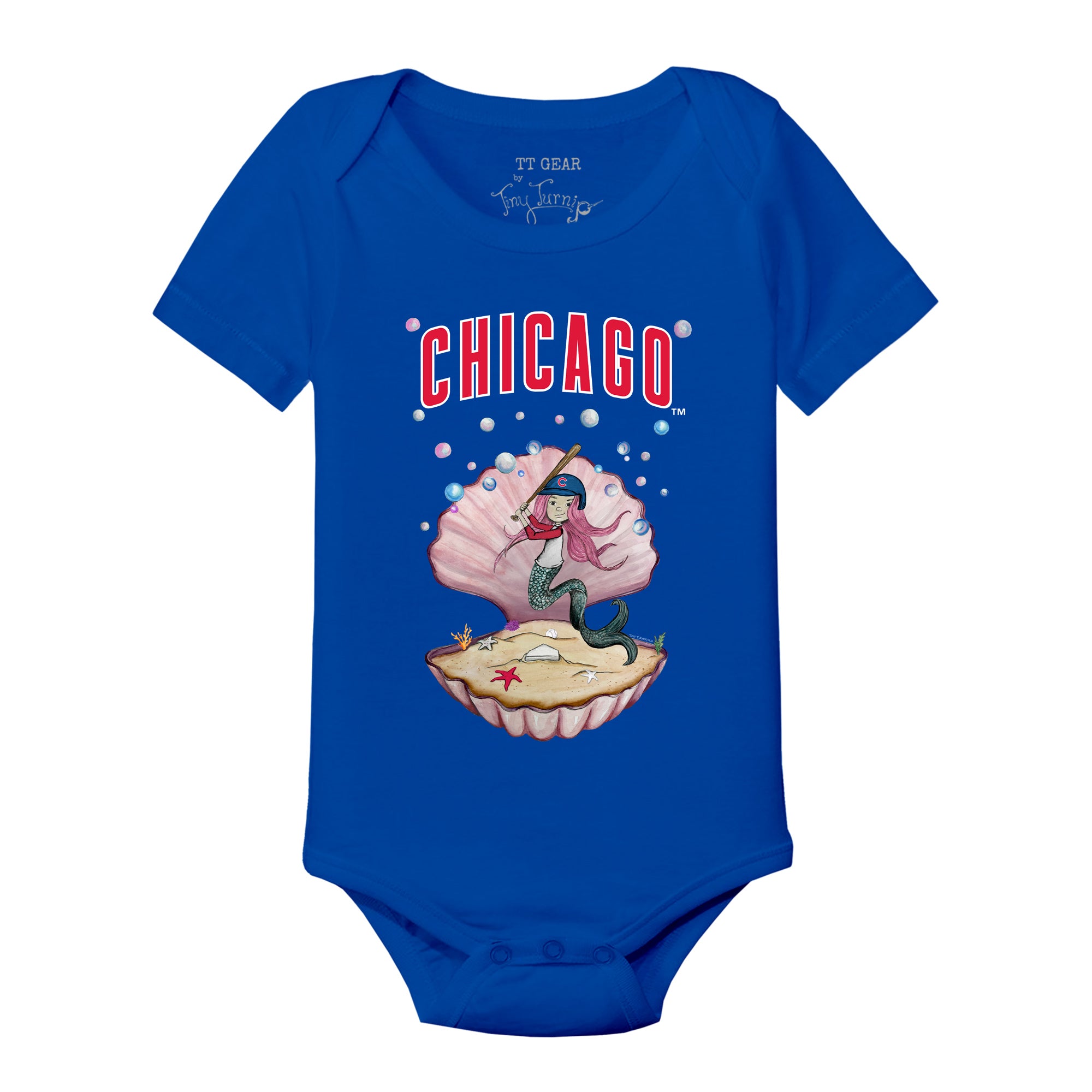 Chicago Cubs Mermaid Short Sleeve Snapper | Tiny Turnip