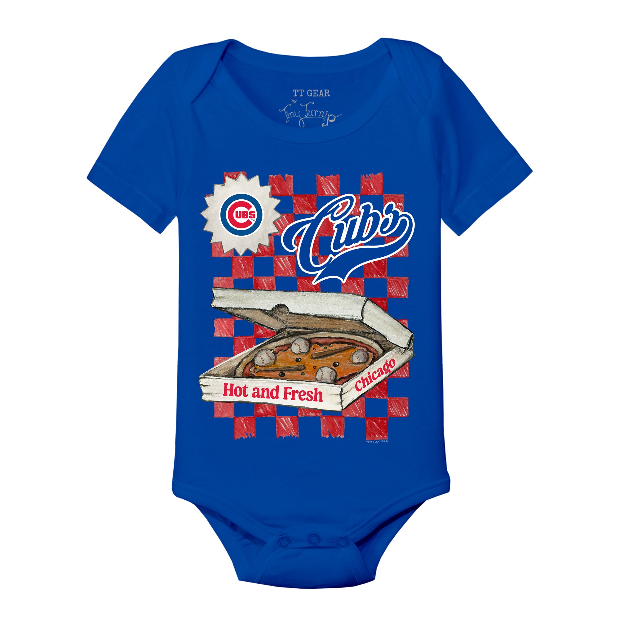 Chicago Cubs Pizza Short Sleeve Snapper | Tiny Turnip