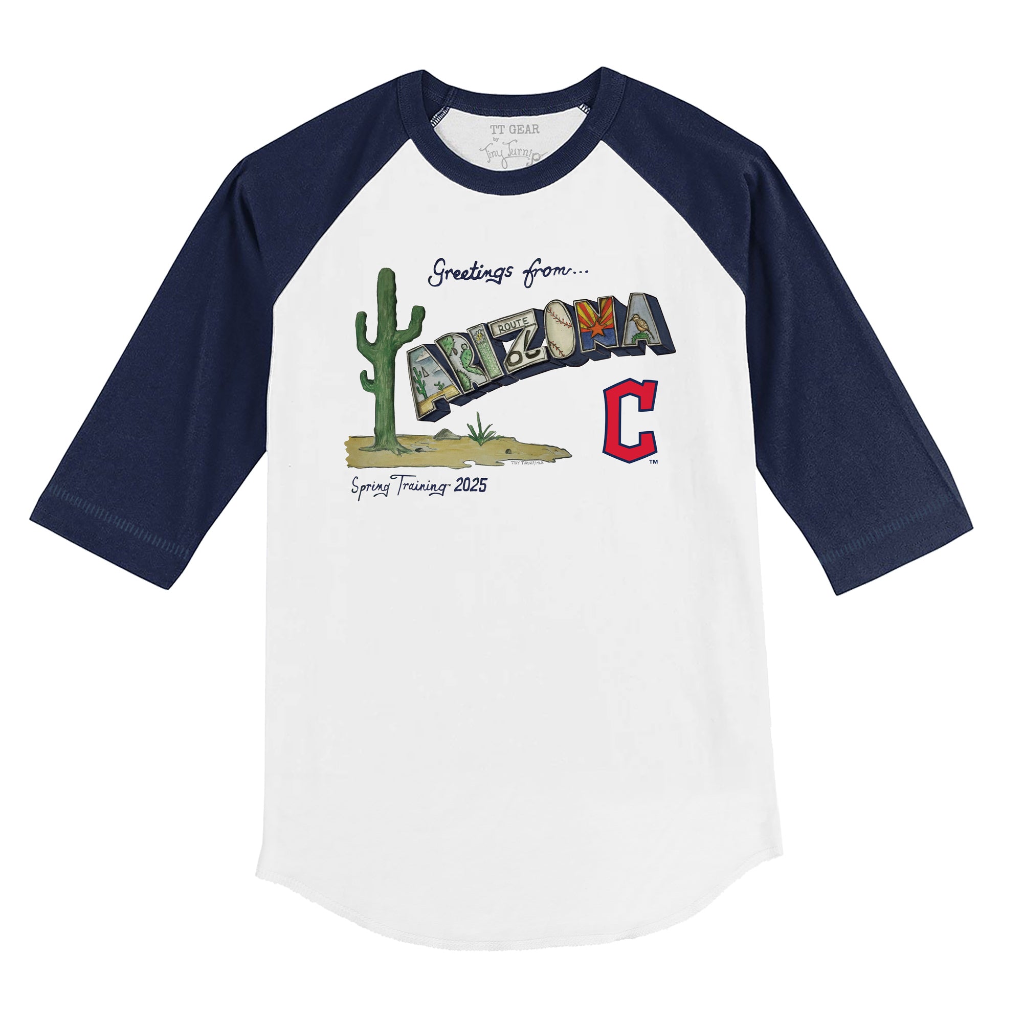 Cleveland Guardians Spring Training 2025 3/4 Navy Blue Sleeve Raglan ...