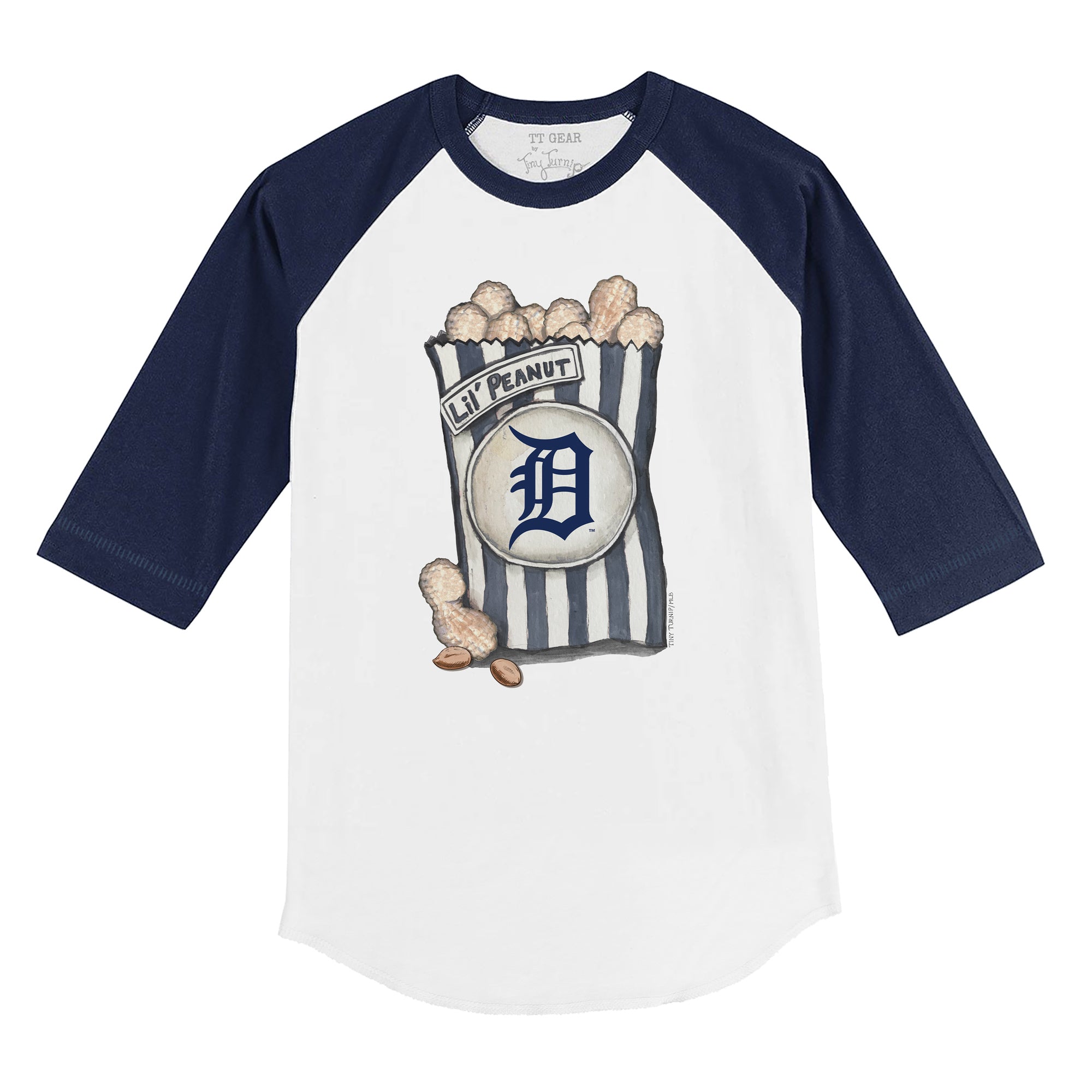Detroit Tigers Lil' Peanut 3/4 Navy Blue Sleeve Raglan | Tiny Turnip