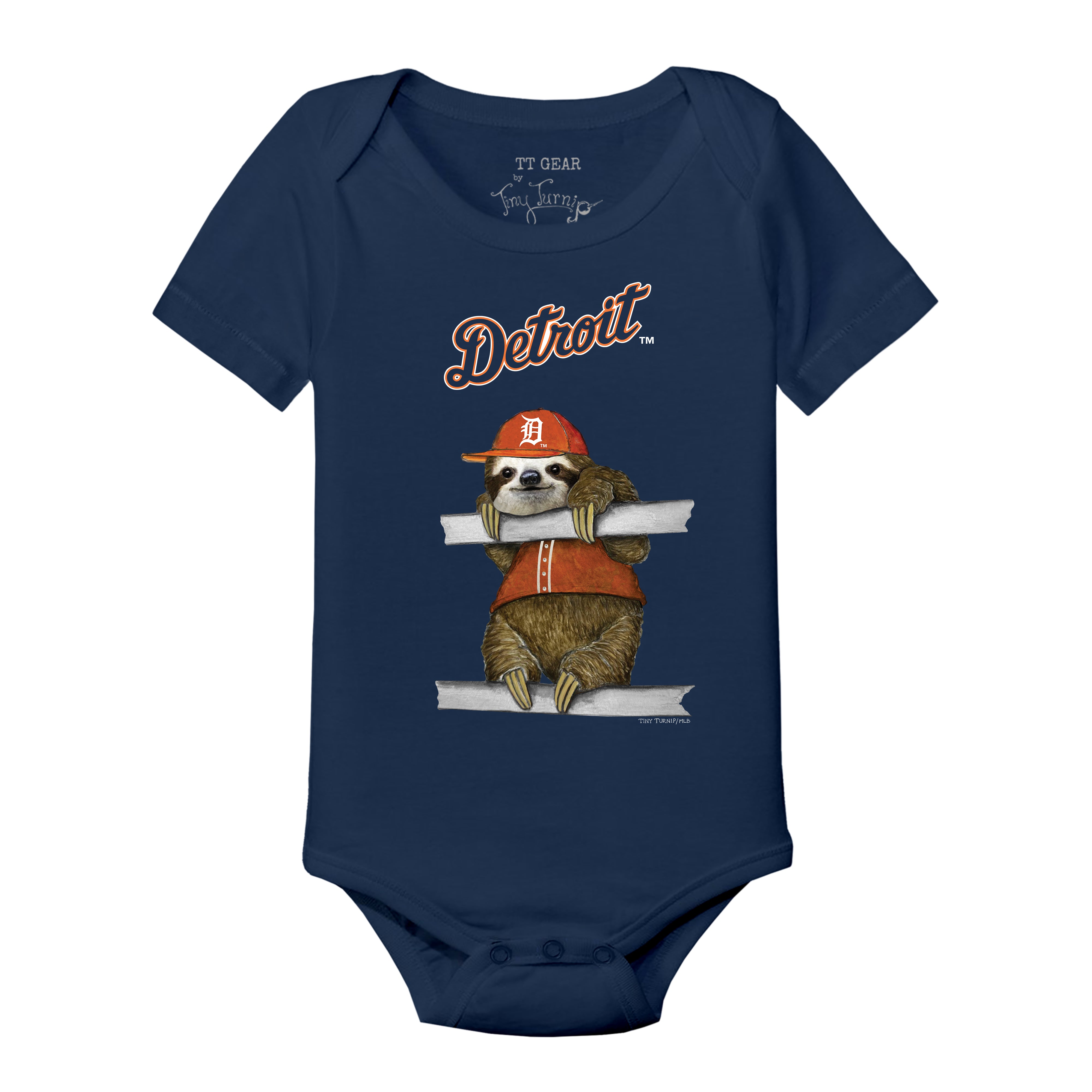 Detroit Tigers Sloth Short Sleeve Snapper | Tiny Turnip
