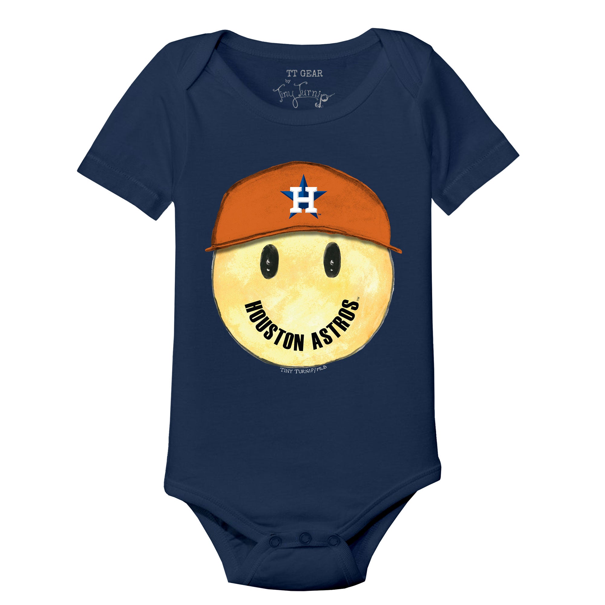 Houston Astros Smiley Short Sleeve Snapper | Tiny Turnip