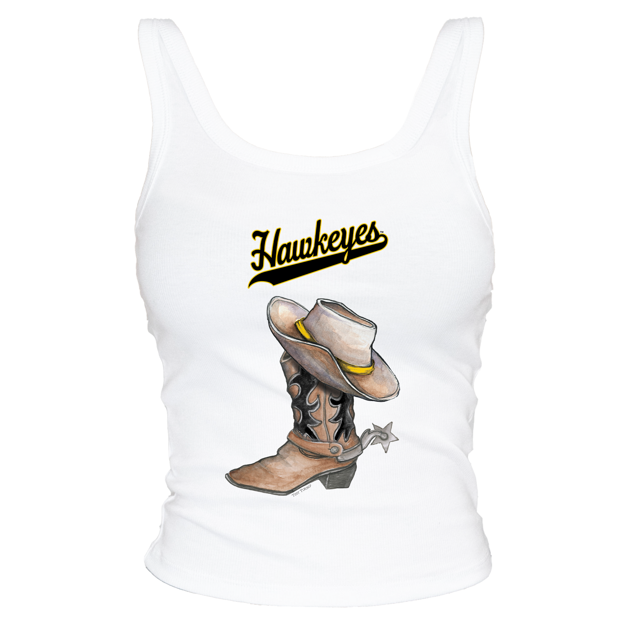 Iowa Hawkeyes Cowboy Boot Ribbed Tank | Tiny Turnip