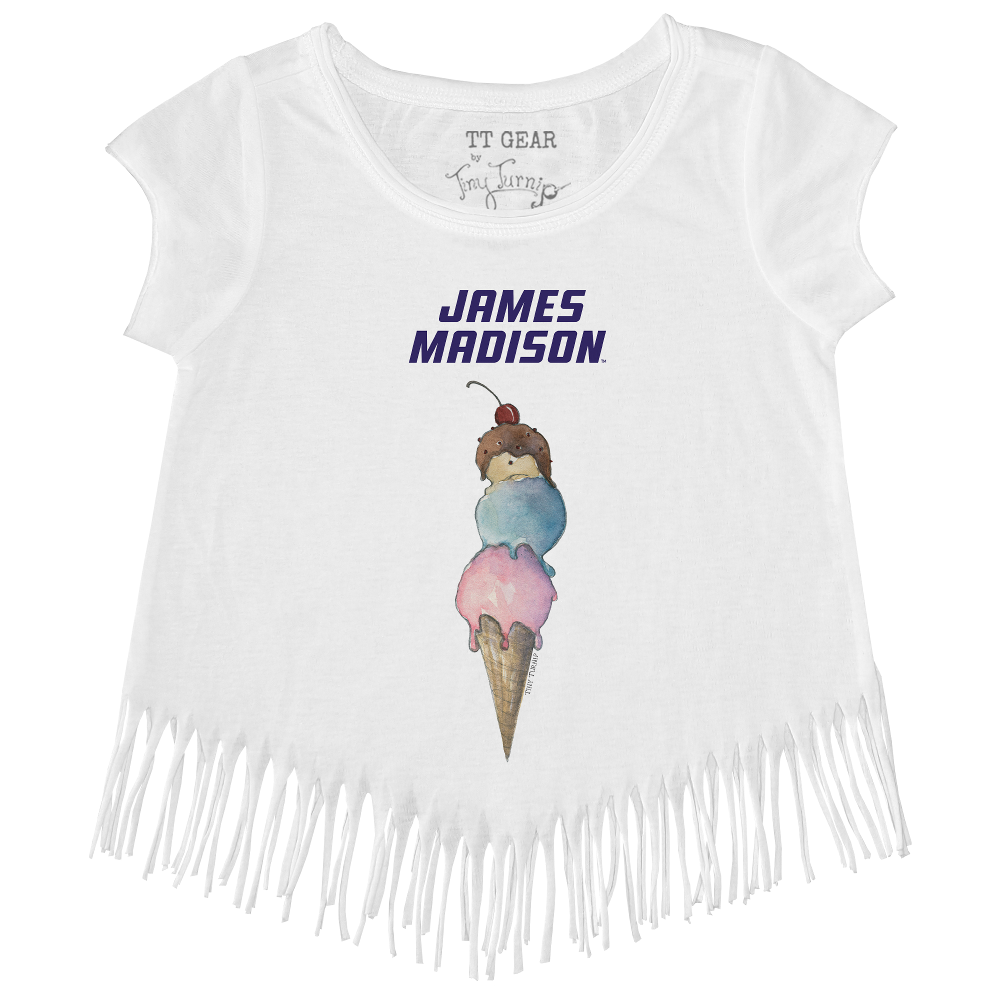 James Madison Dukes Triple Scoop Fringe Tee | Tiny Turnip