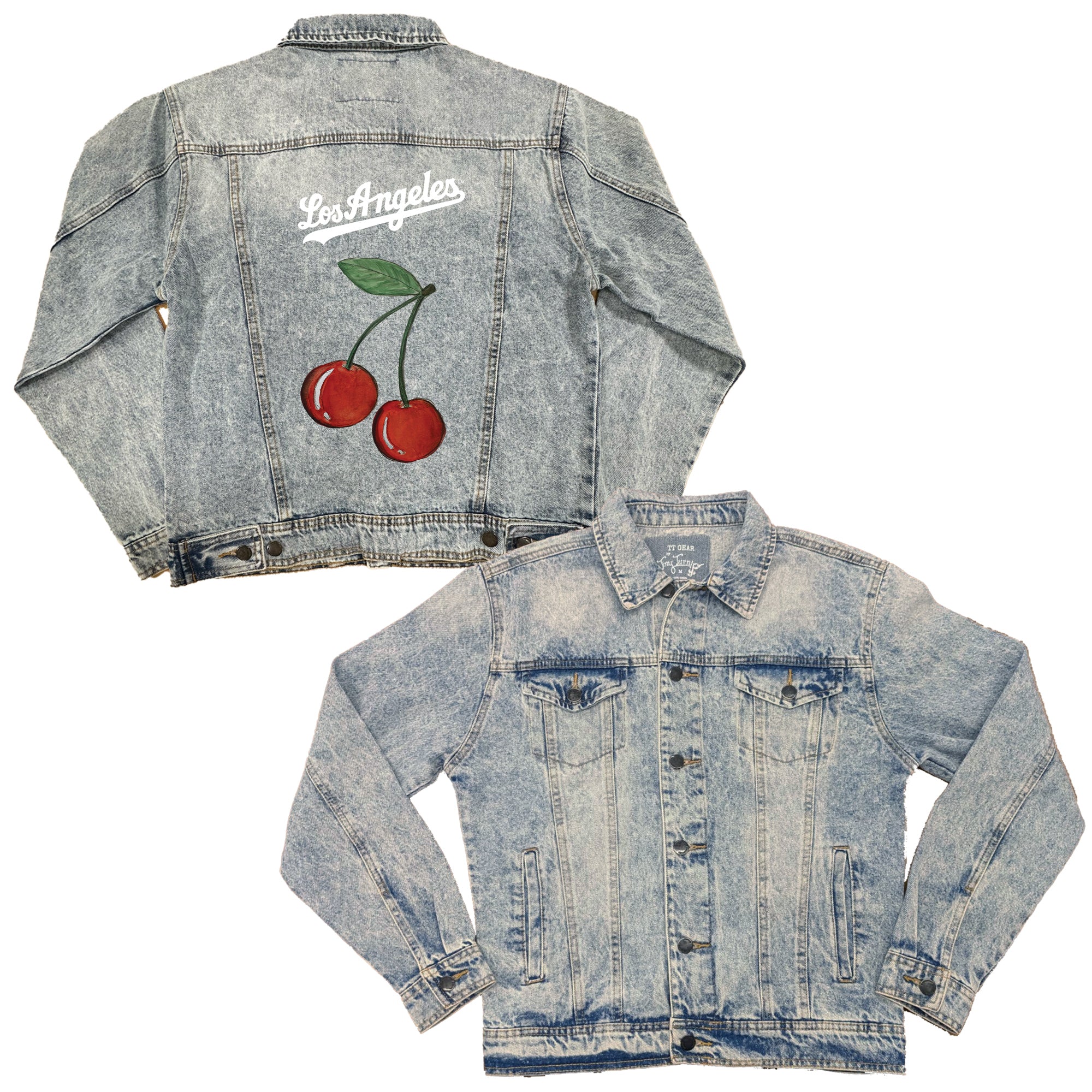 Los Angeles Dodgers Cherry Boyfriend Denim Jacket | Tiny Turnip