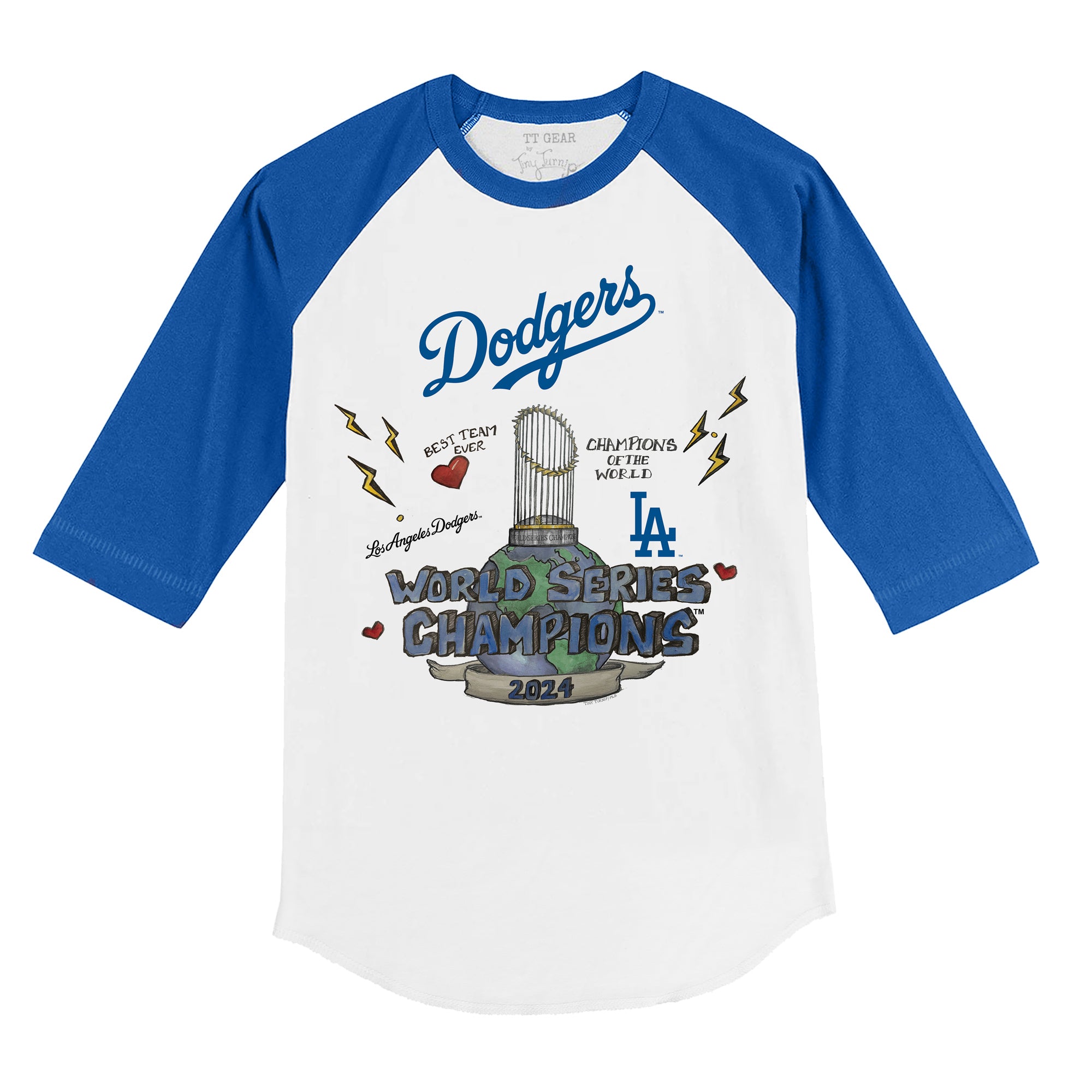 LA Dodgers World Series Champs 3/4 Royal Blue Sleeve Raglan | Tiny Turnip