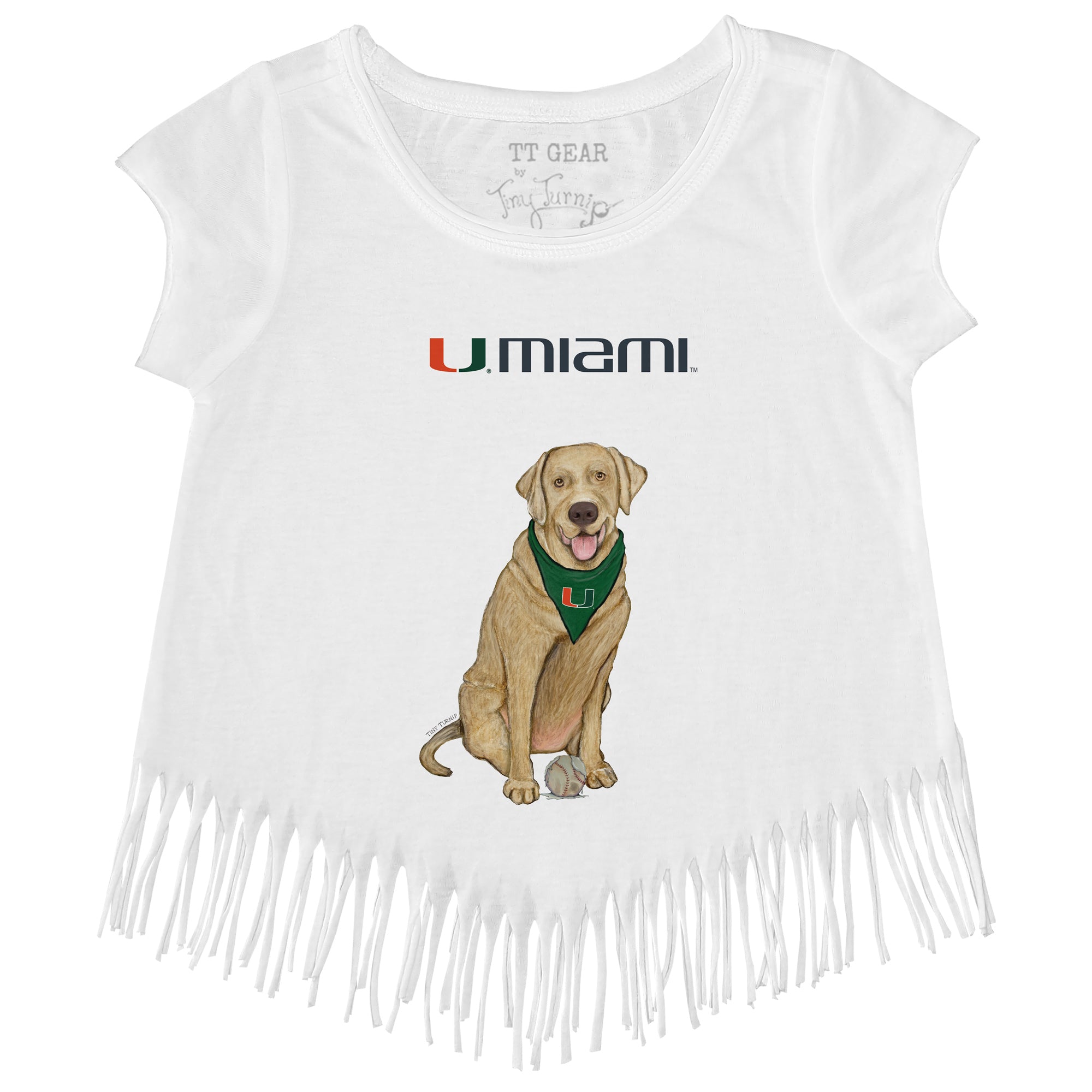 Miami Hurricanes Yellow Labrador Retriever Fringe Tee | Tiny Turnip