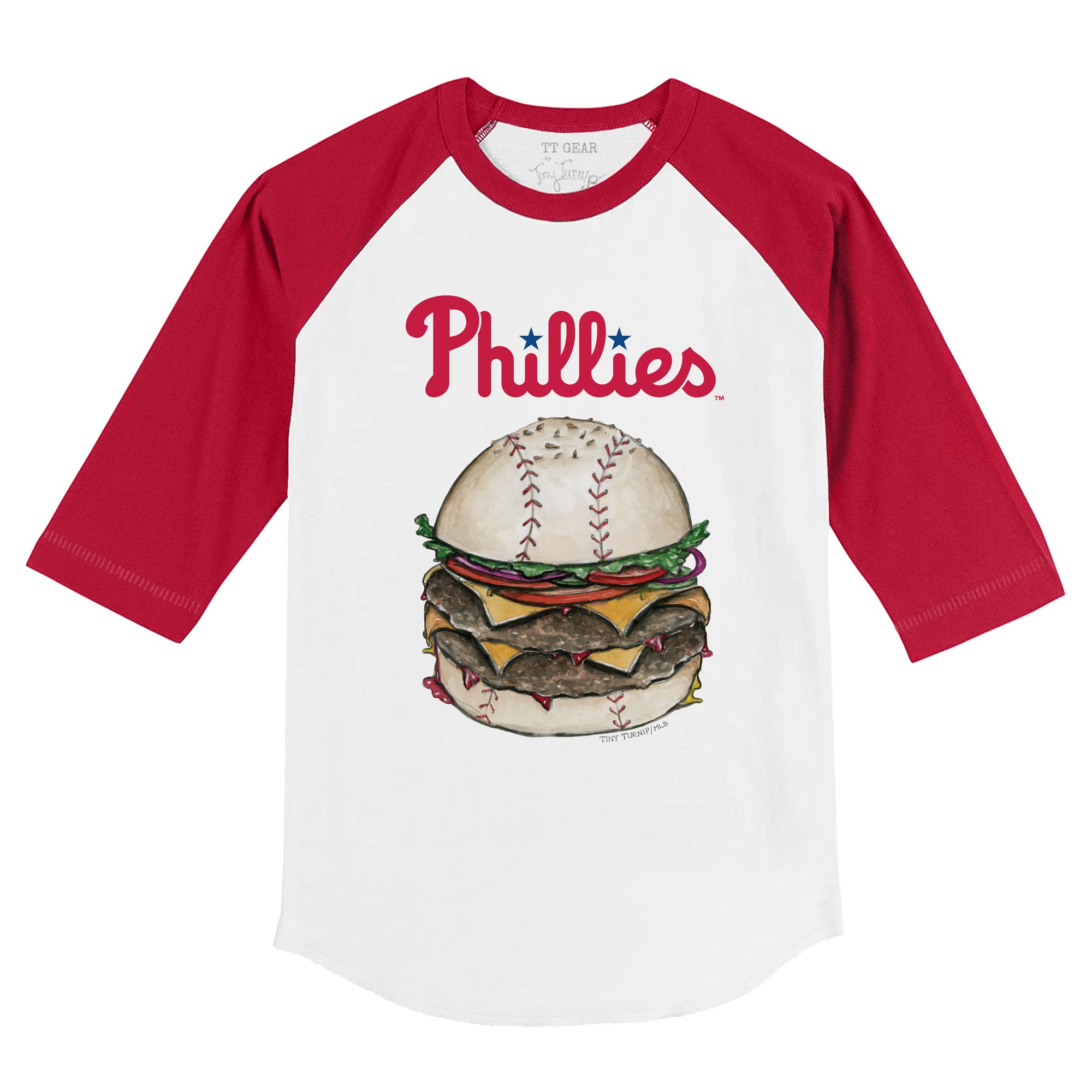 Philadelphia Phillies Burger 3/4 Red Sleeve Raglan– Tiny Turnip