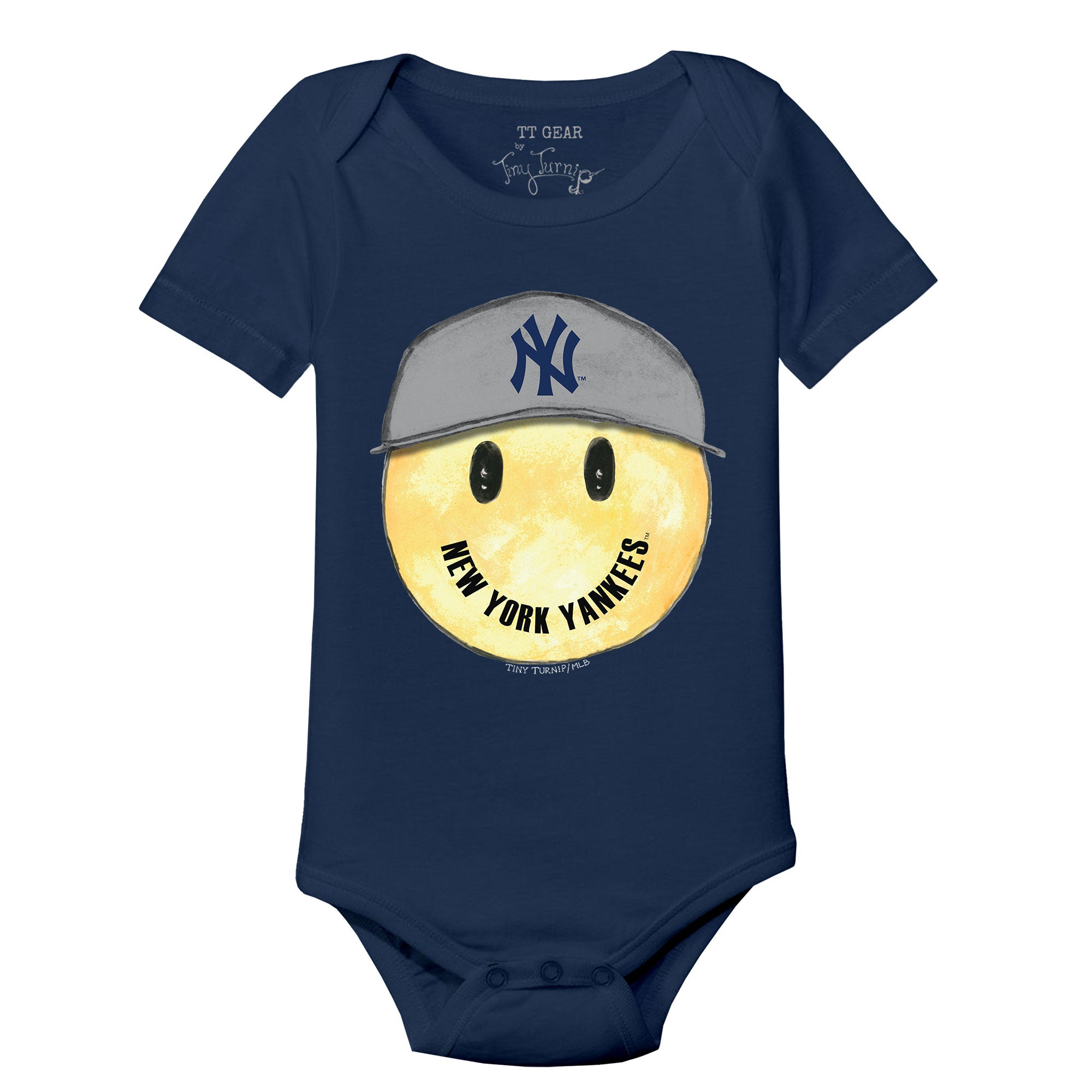 New York Yankees Smiley Short Sleeve Snapper– Tiny Turnip