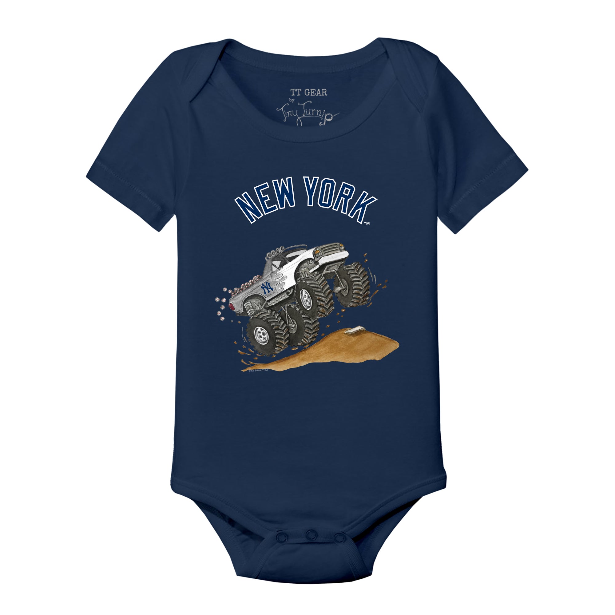 New York Yankees Monster Truck Short Sleeve Snapper | Tiny Turnip