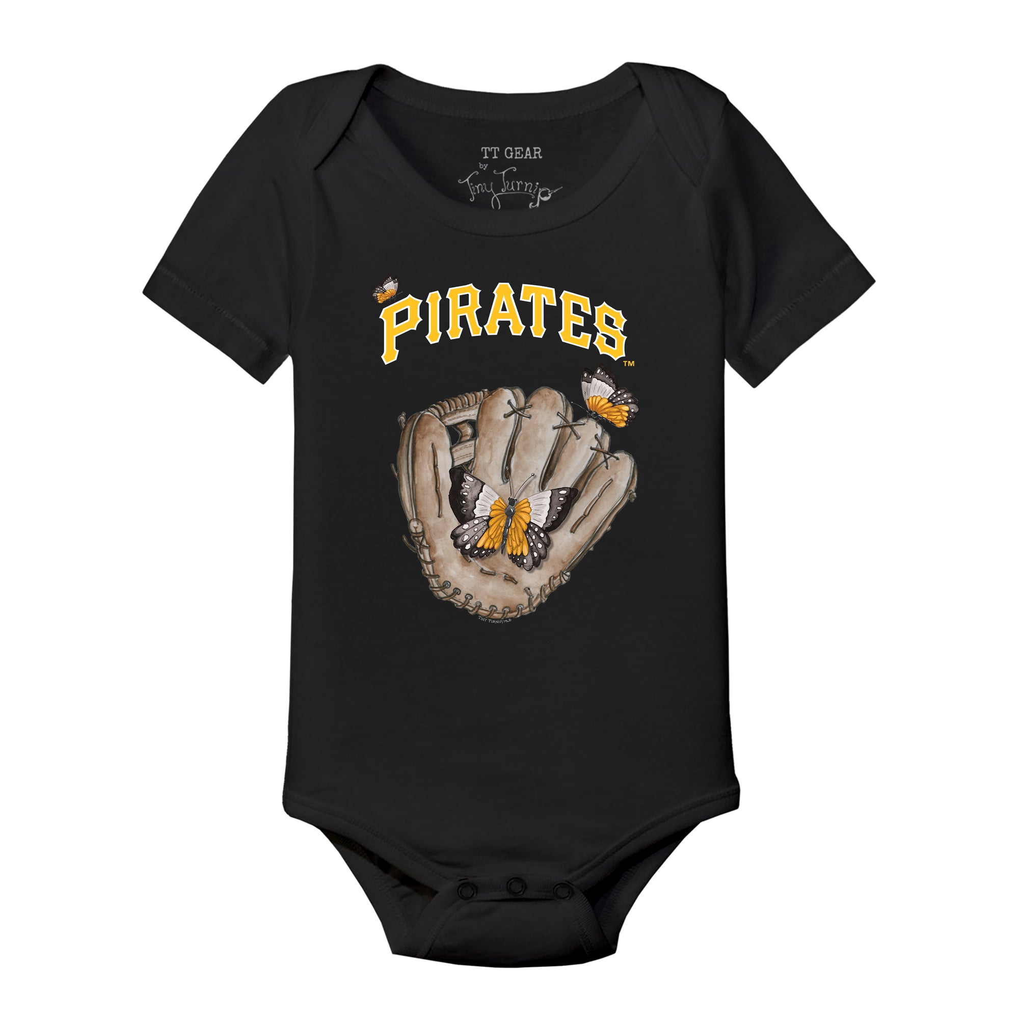 Pittsburgh Pirates Butterfly Glove Short Sleeve Snapper | Tiny Turnip
