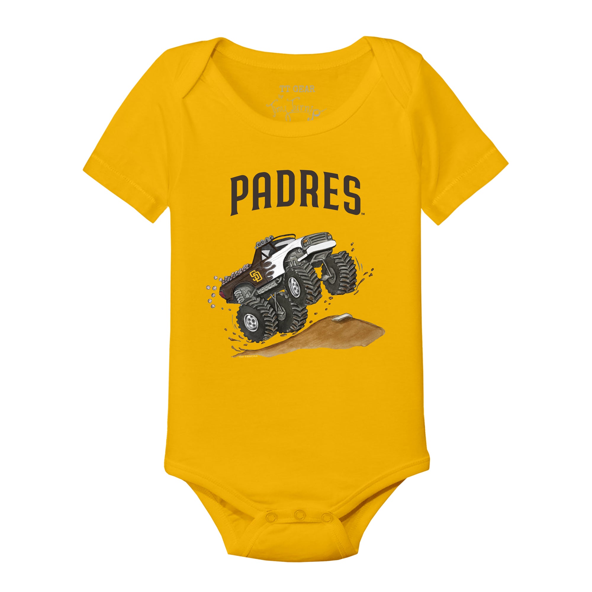 San Diego Padres Monster Truck Short Sleeve Snapper | Tiny Turnip