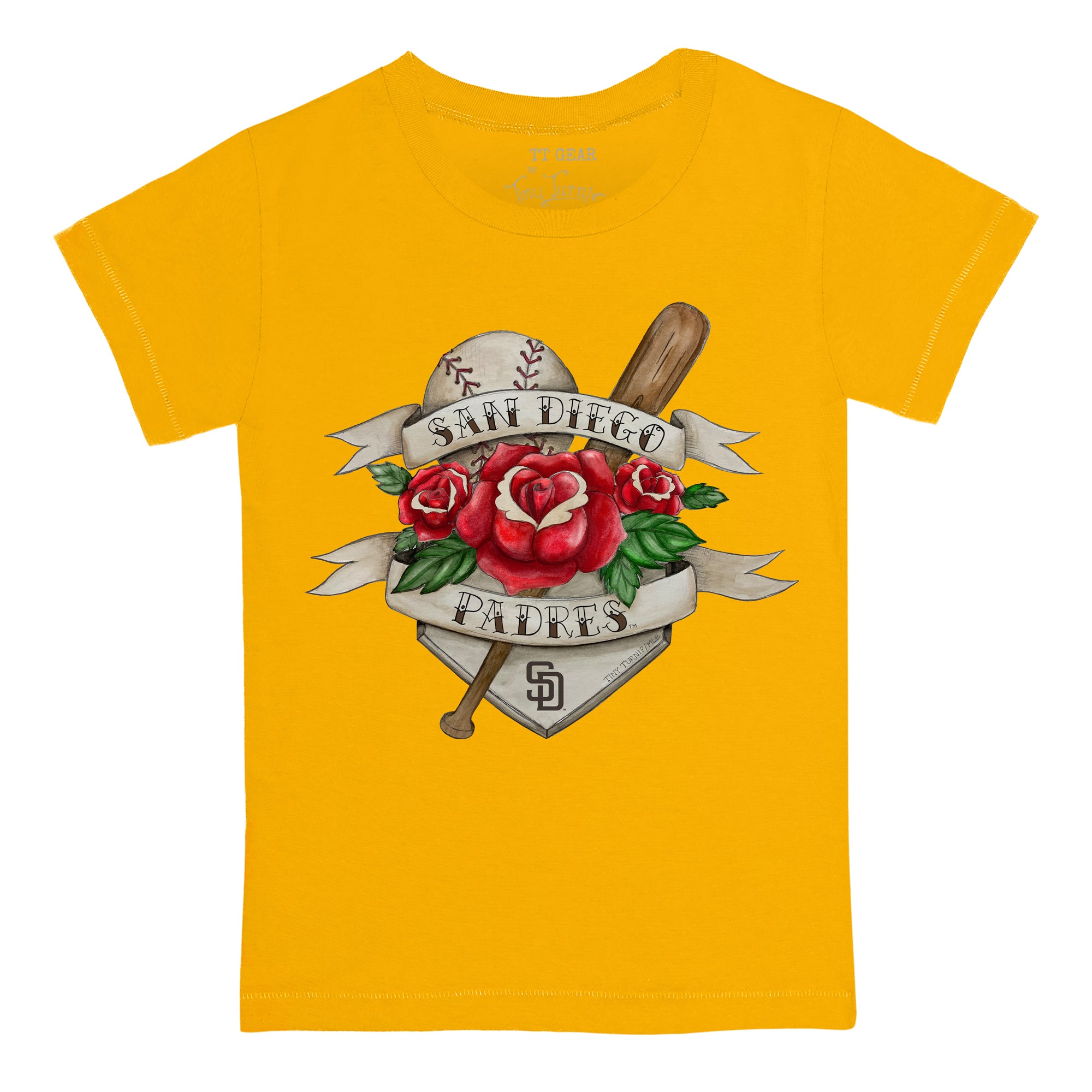 San Diego Padres Tattoo Rose Tee Shirt | Tiny Turnip