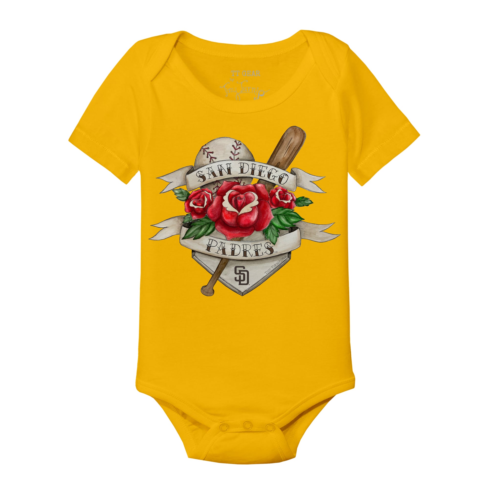 San Diego Padres Tattoo Rose Short Sleeve Snapper | Tiny Turnip