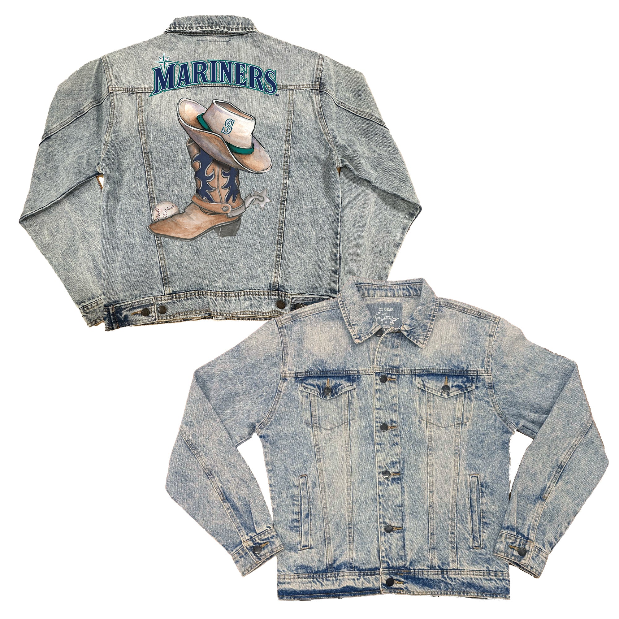 Seattle Mariners Cowboy Boot Boyfriend Denim Jacket | Tiny Turnip
