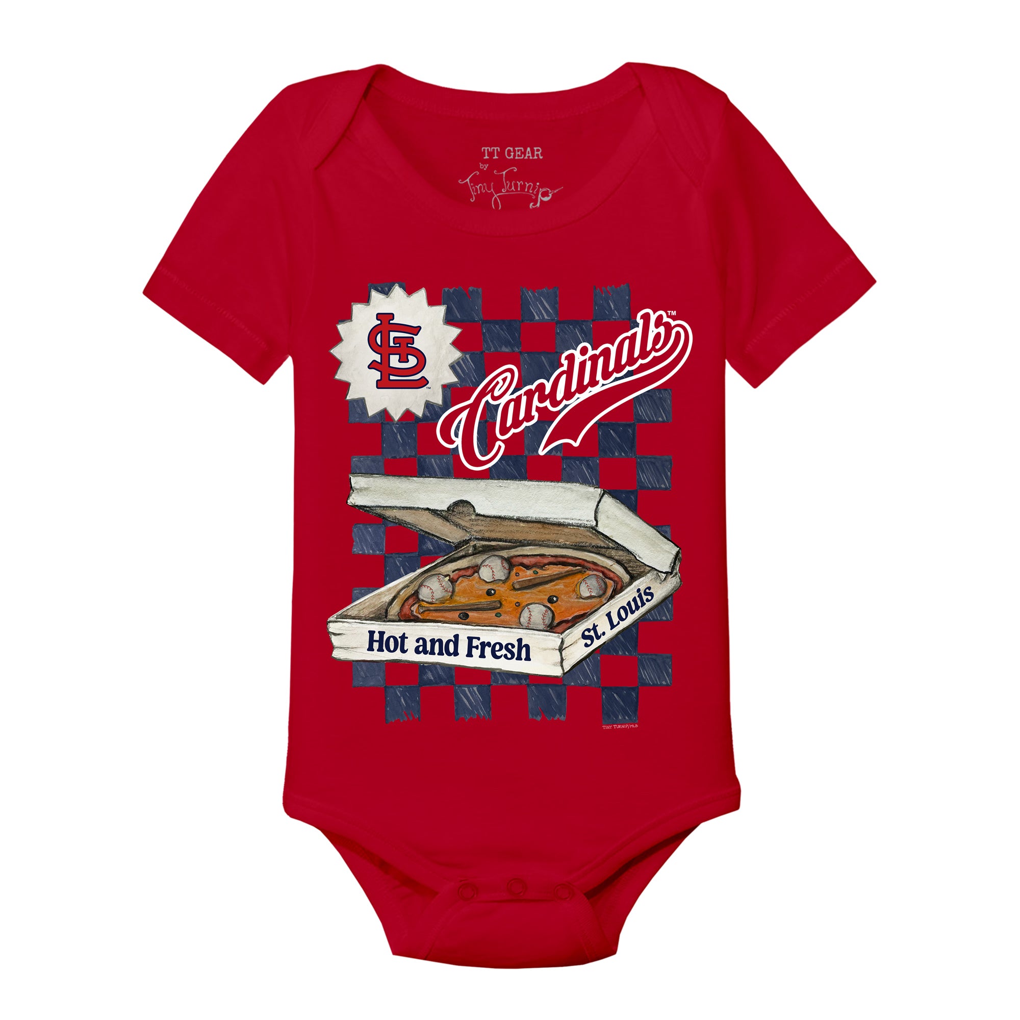 St. Louis Cardinals Pizza Short Sleeve Snapper | Tiny Turnip