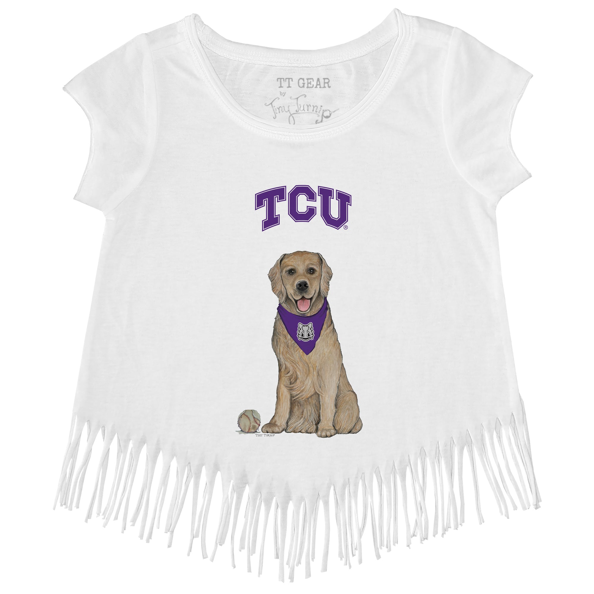 TCU Horned Frogs Golden Retriever Fringe Tee– Tiny Turnip