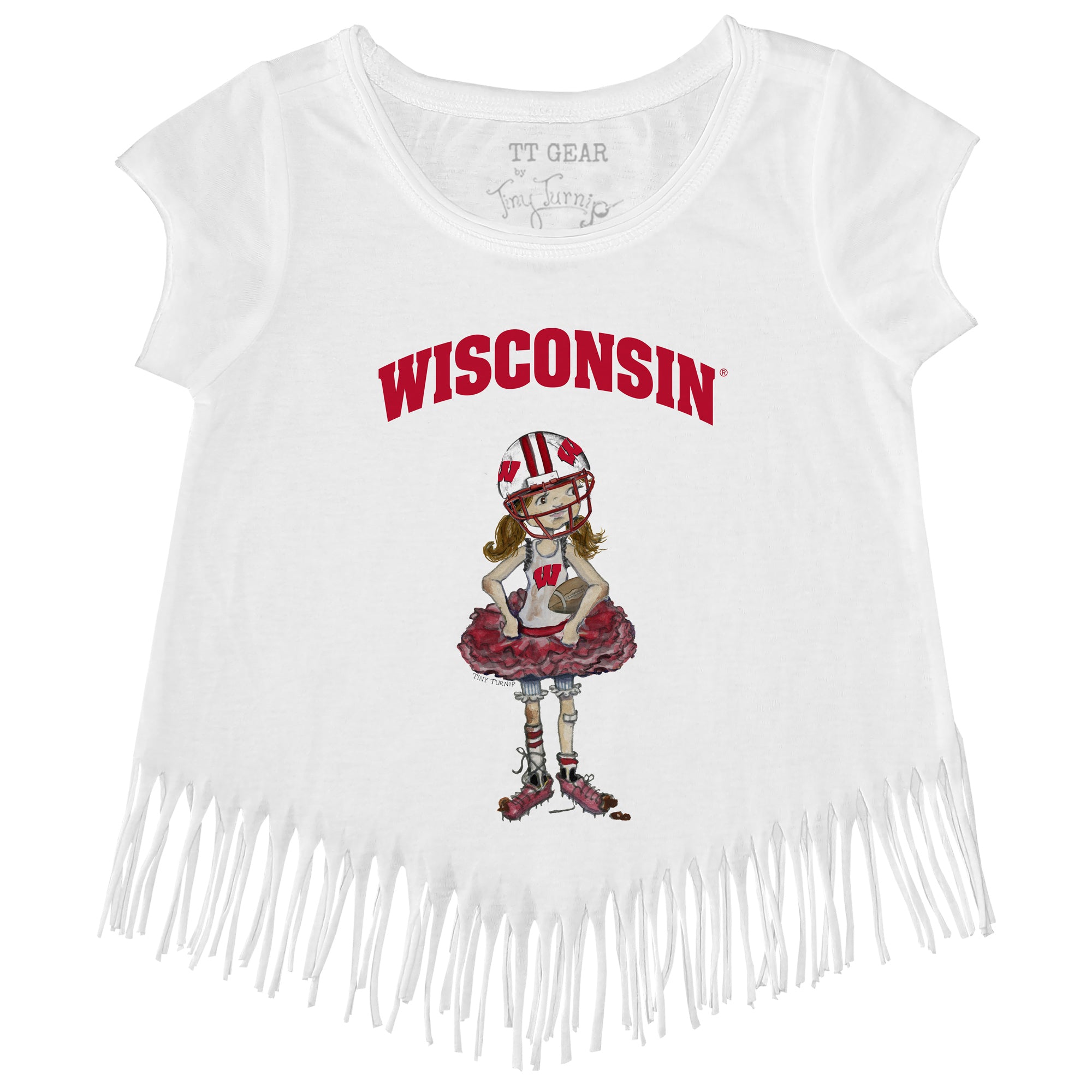 Wisconsin Badgers Babes Fringe Tee | Tiny Turnip