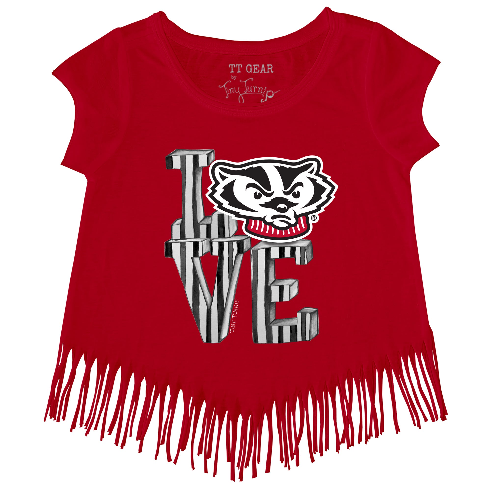 Wisconsin Badgers Love Fringe Tee | Tiny Turnip