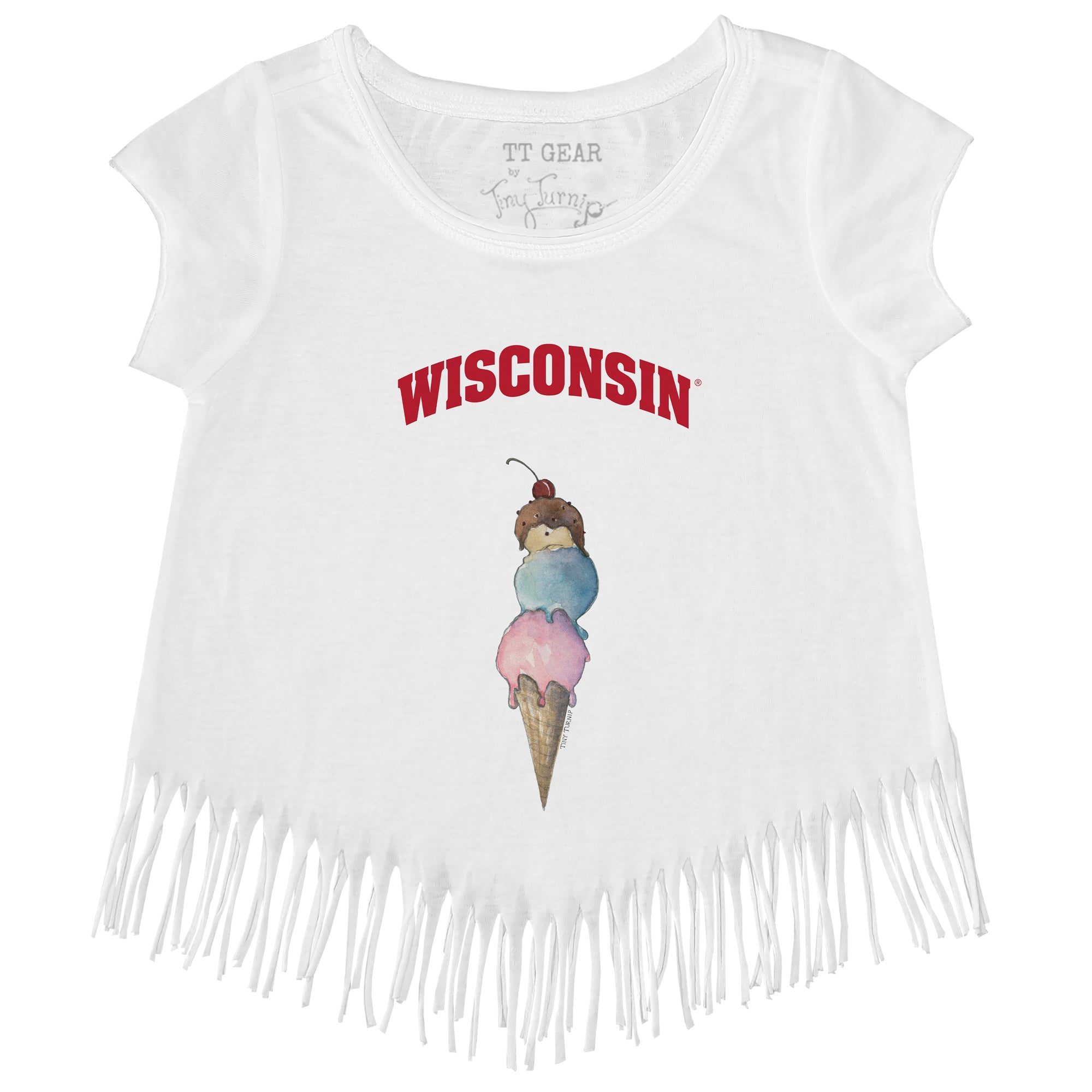 Wisconsin Badgers Triple Scoop Fringe Tee | Tiny Turnip