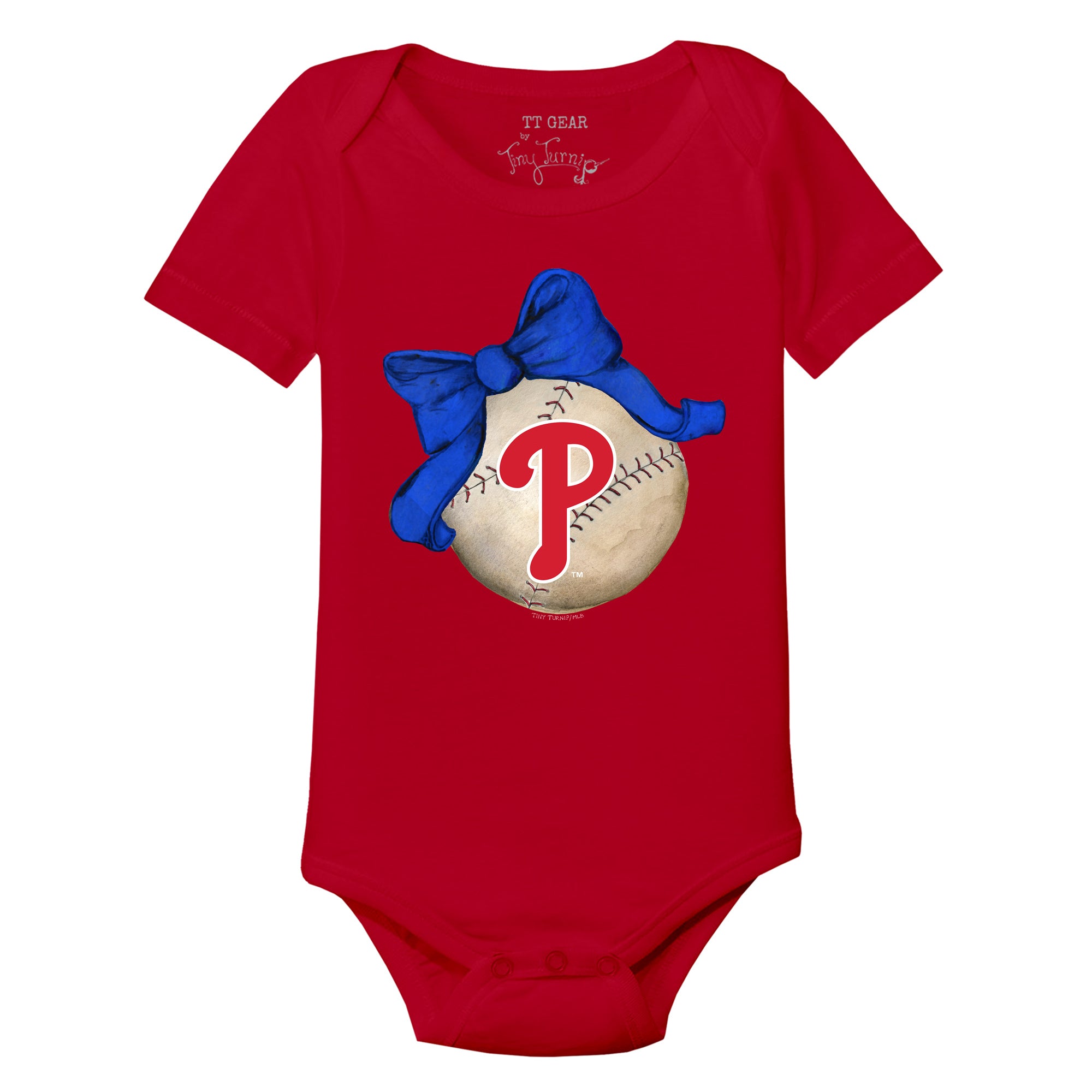 Philadelphia Phillies Baseball Bow Short Sleeve Snapper | Tiny Turnip