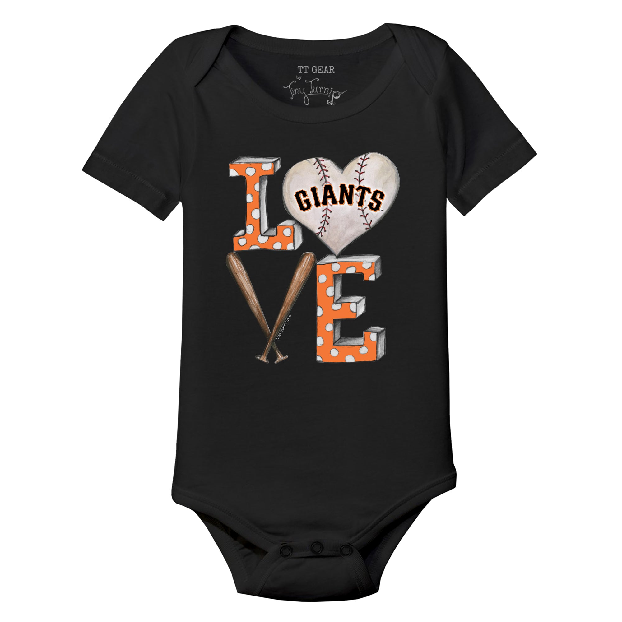 San Francisco Giants Baseball LOVE Short Sleeve Snapper | Tiny Turnip
