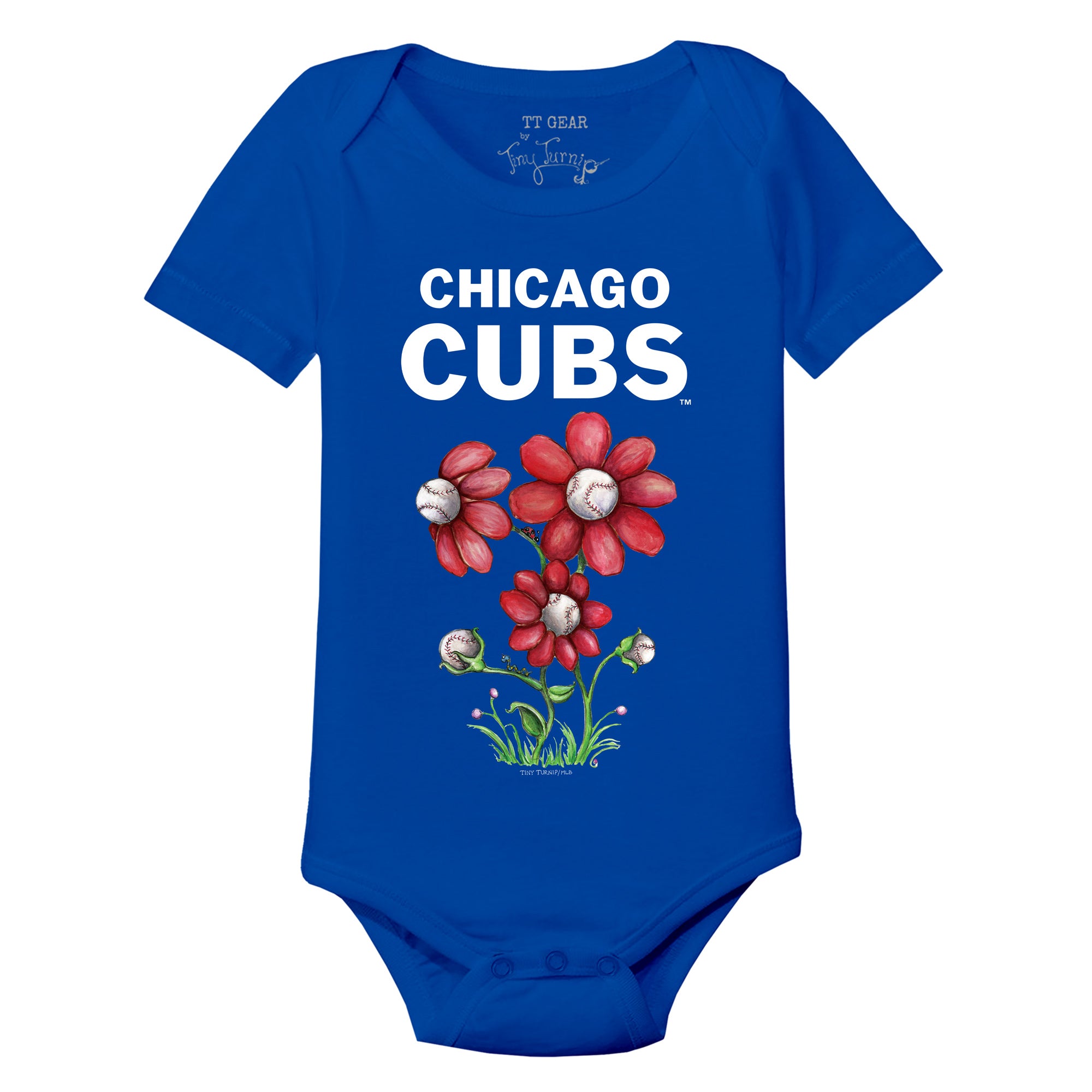 Chicago Cubs Blooming Baseballs Short Sleeve Snapper | Tiny Turnip