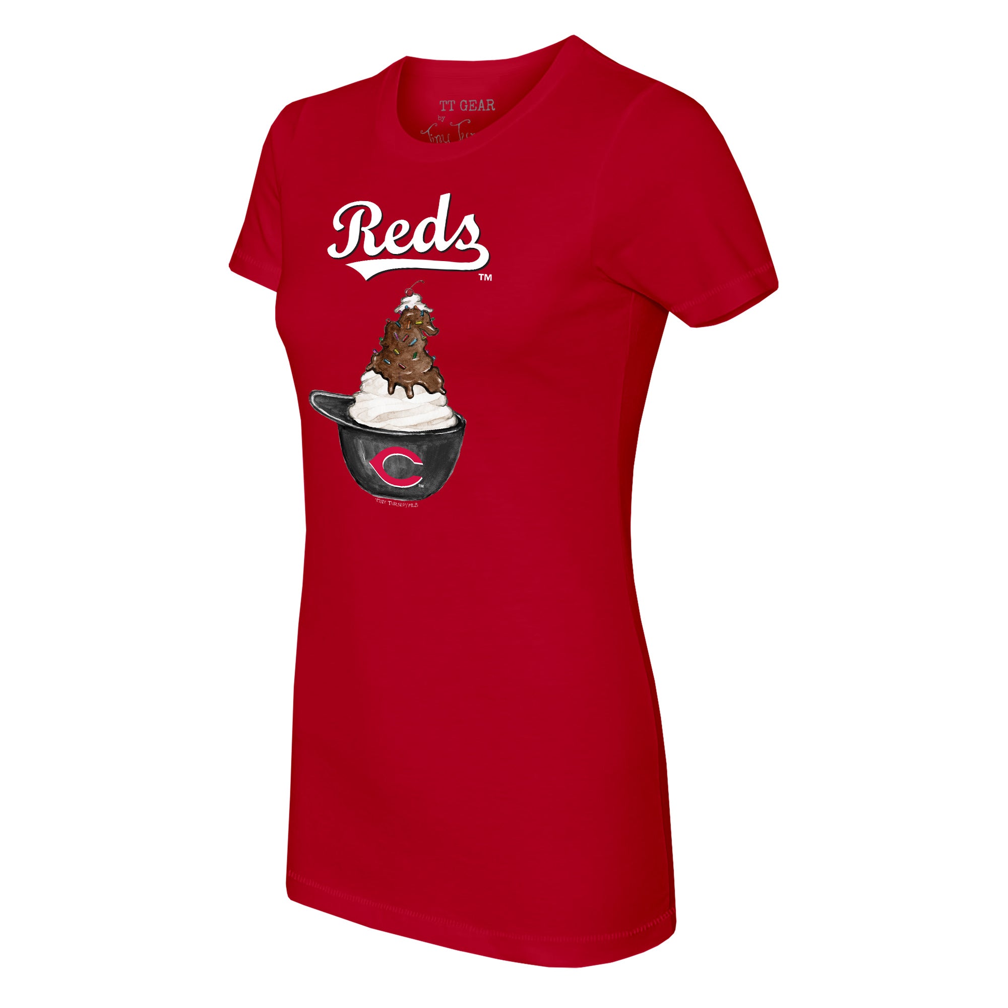 Cincinnati Reds Sundae Helmet Tee Shirt | Tiny Turnip Cincinnati Reds Sundae Helmet Tee Shirt | Tiny Turnip