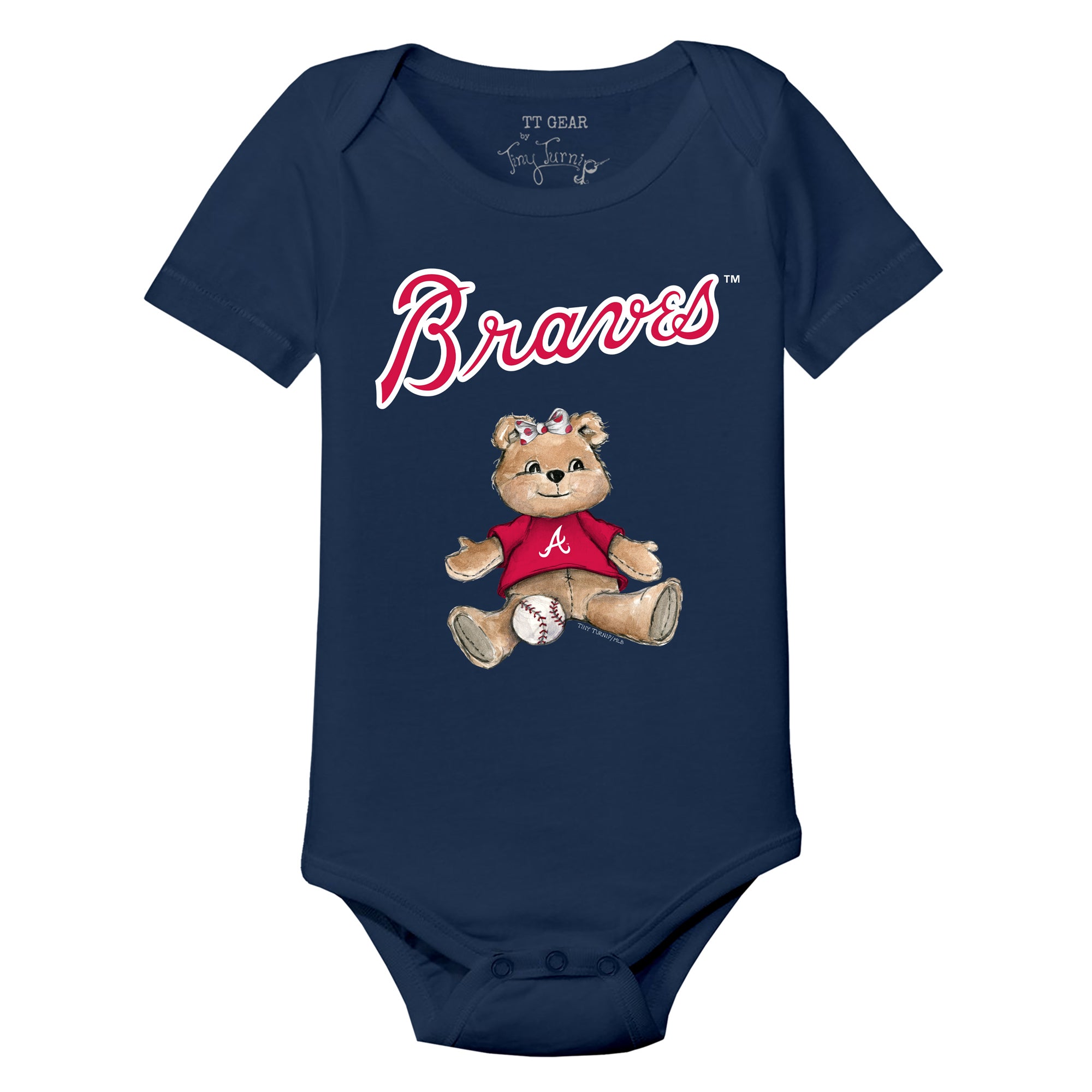 Atlanta Braves Girl Teddy Short Sleeve Snapper | Tiny Turnip