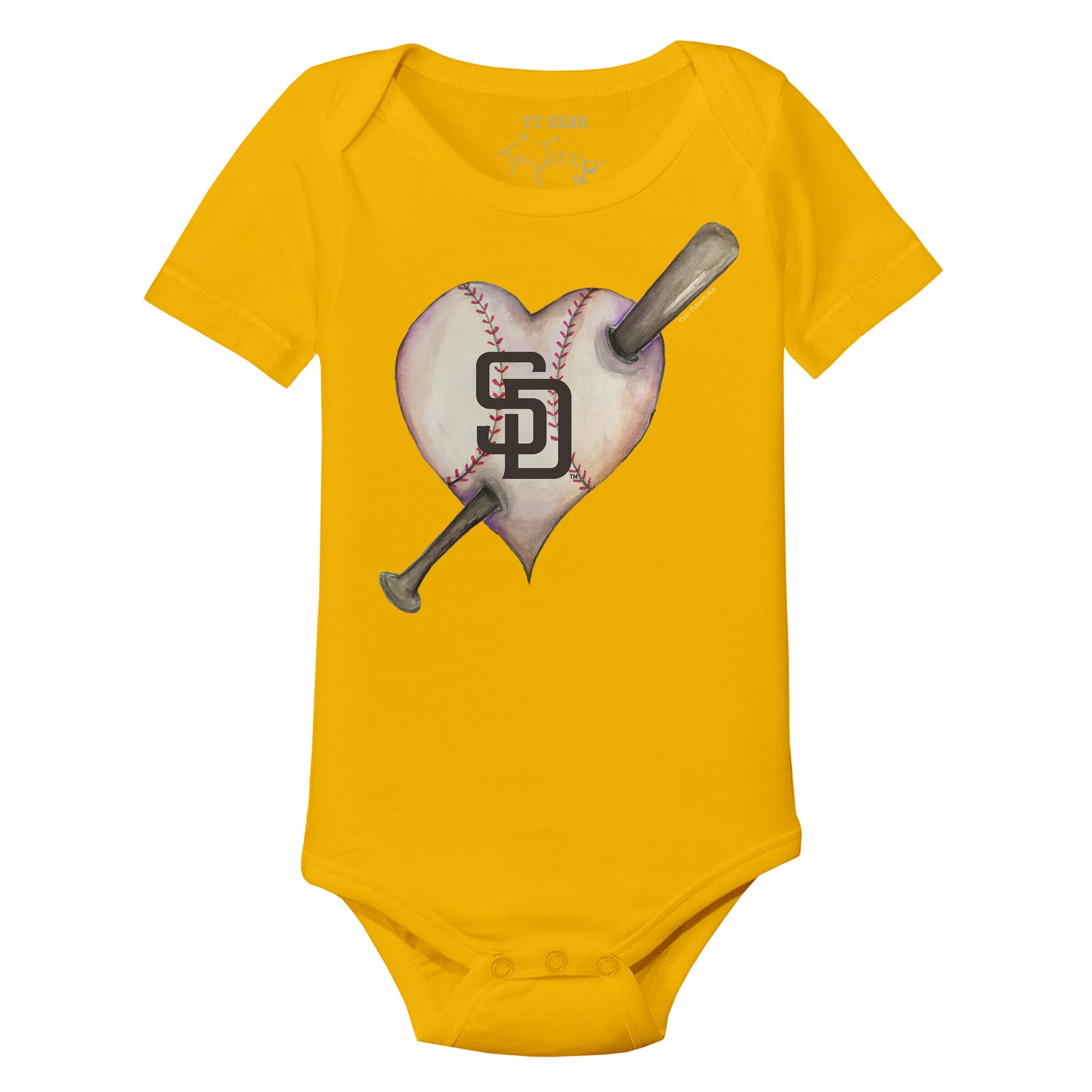 San Diego Padres Heart Bat Short Sleeve Snapper | Tiny Turnip