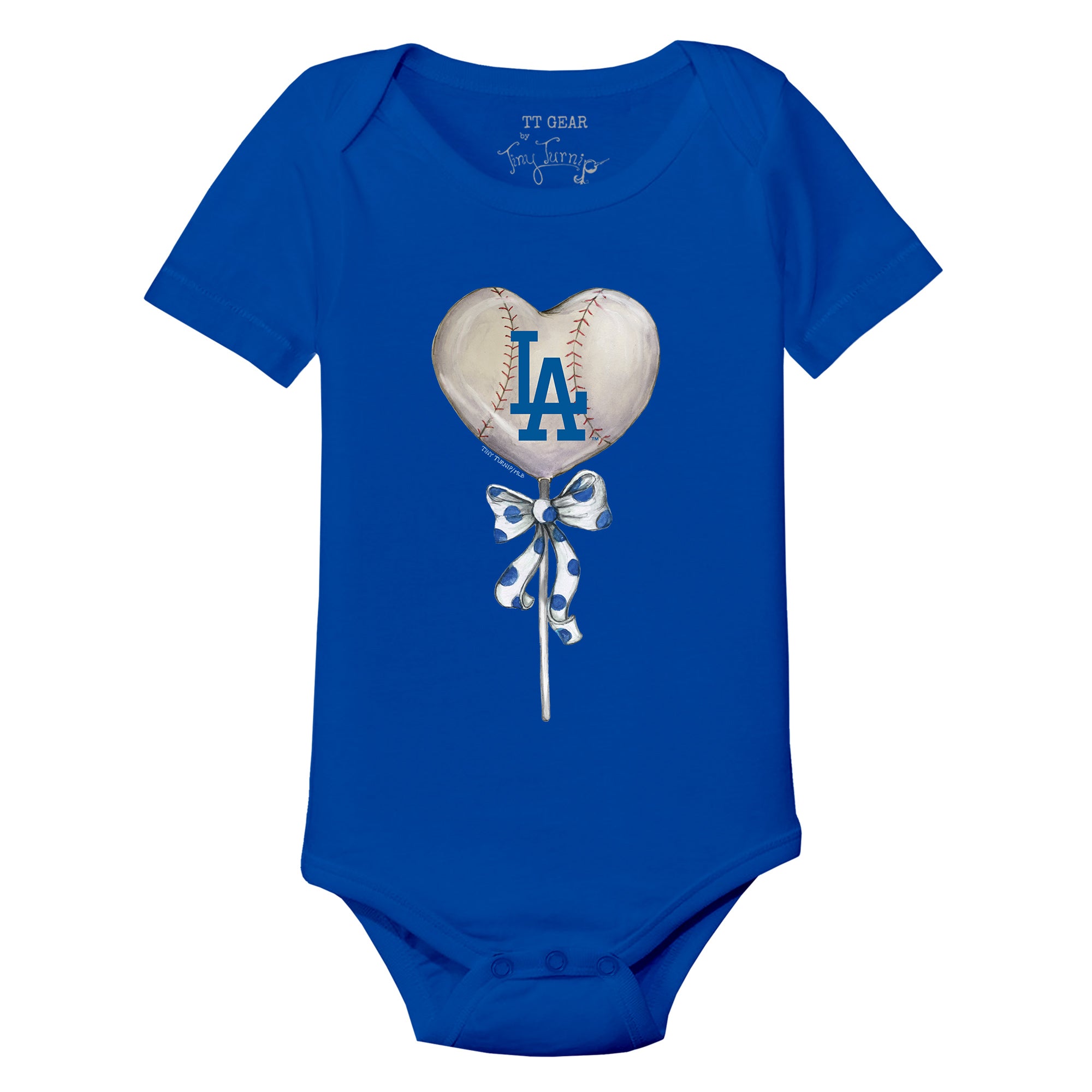 Los Angeles Dodgers Heart Lolly Short Sleeve Snapper | Tiny Turnip