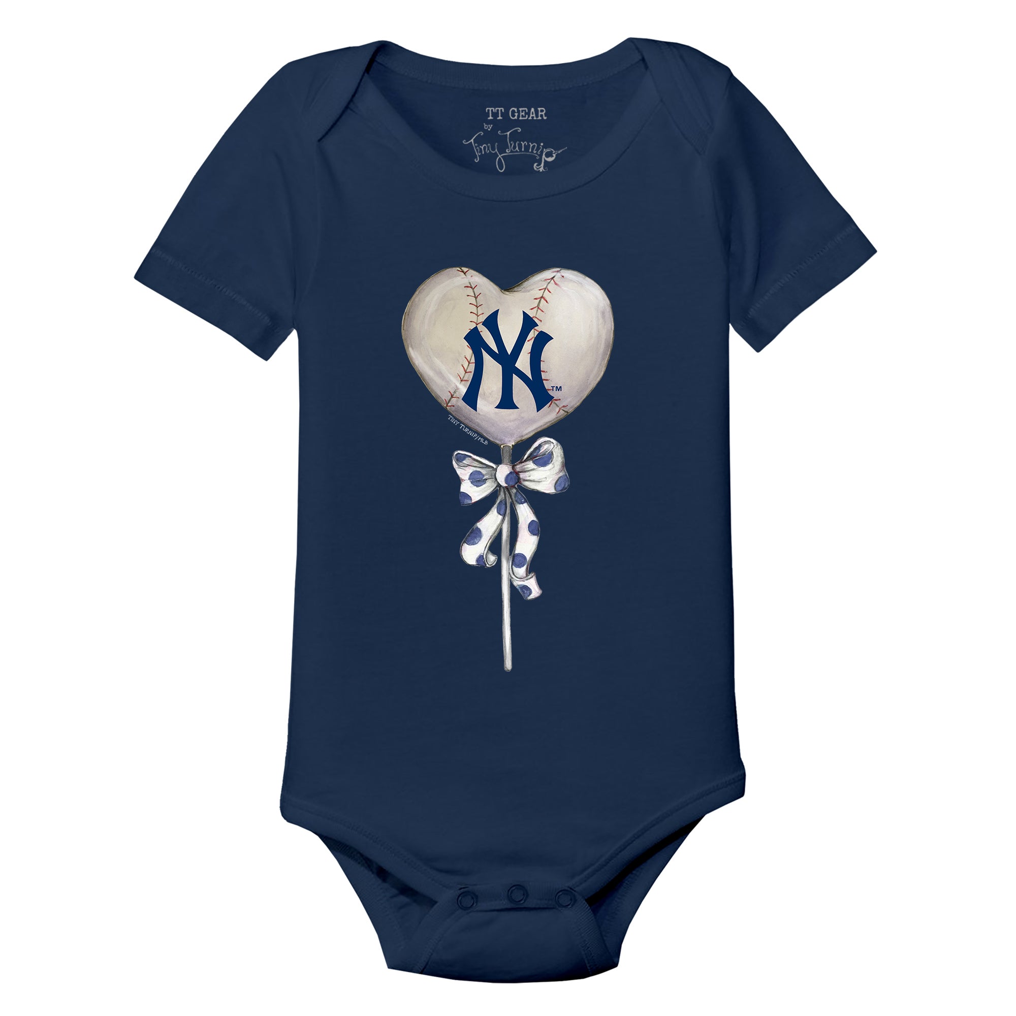 New York Yankees Heart Lolly Short Sleeve Snapper | Tiny Turnip