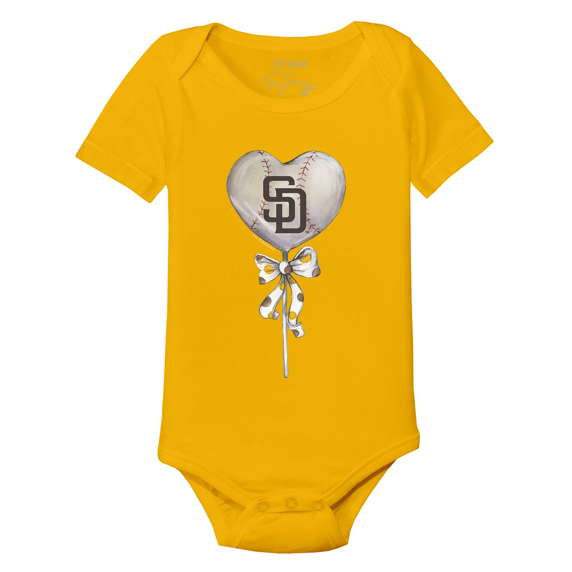 San Diego Padres Heart Lolly Short Sleeve Snapper | Tiny Turnip