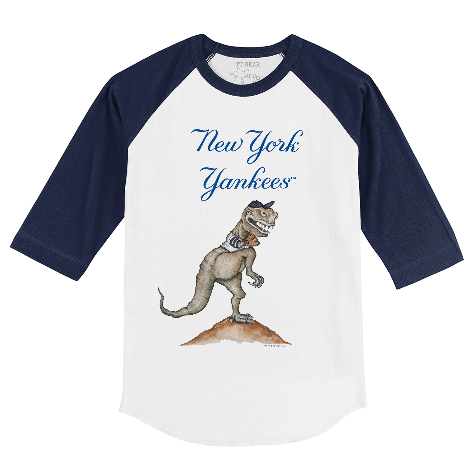 New York Yankees TT Rex 3/4 Navy Blue Sleeve Raglan | Tiny Turnip