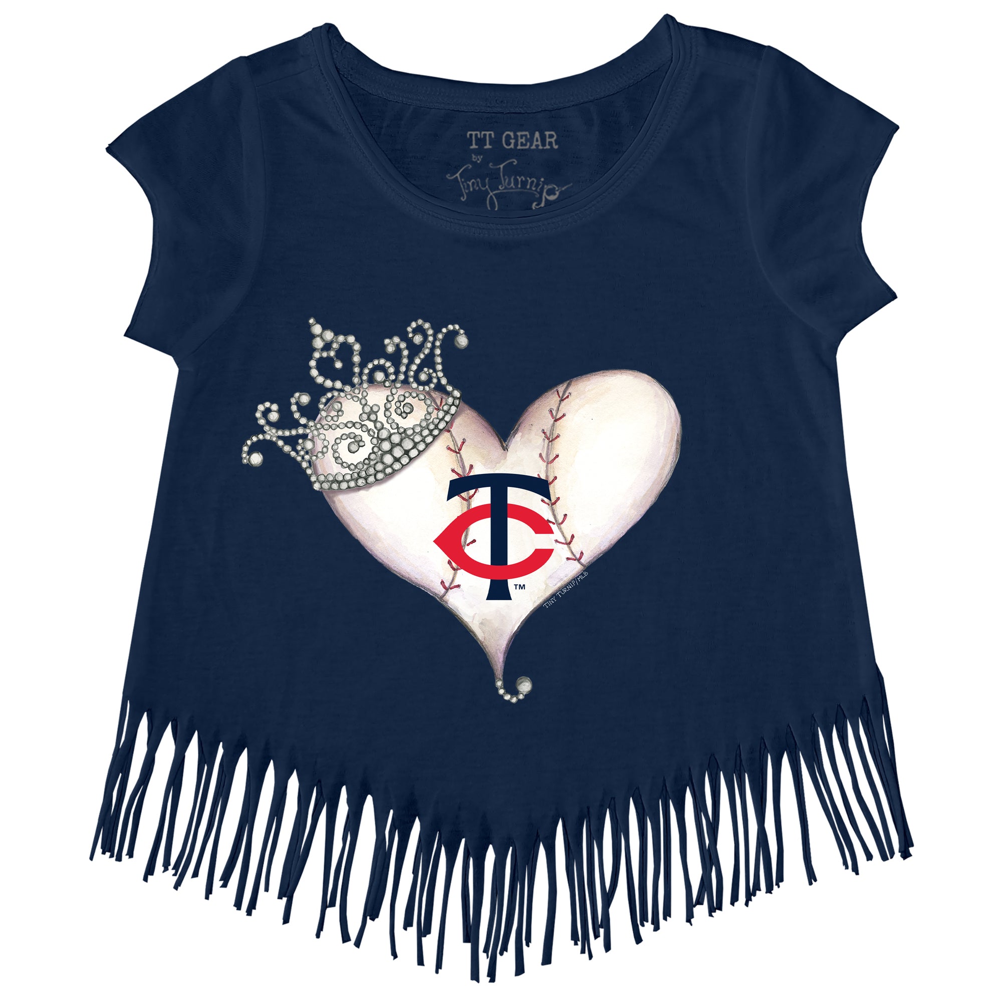 Minnesota Twins Tiara Heart Fringe Tee– Tiny Turnip