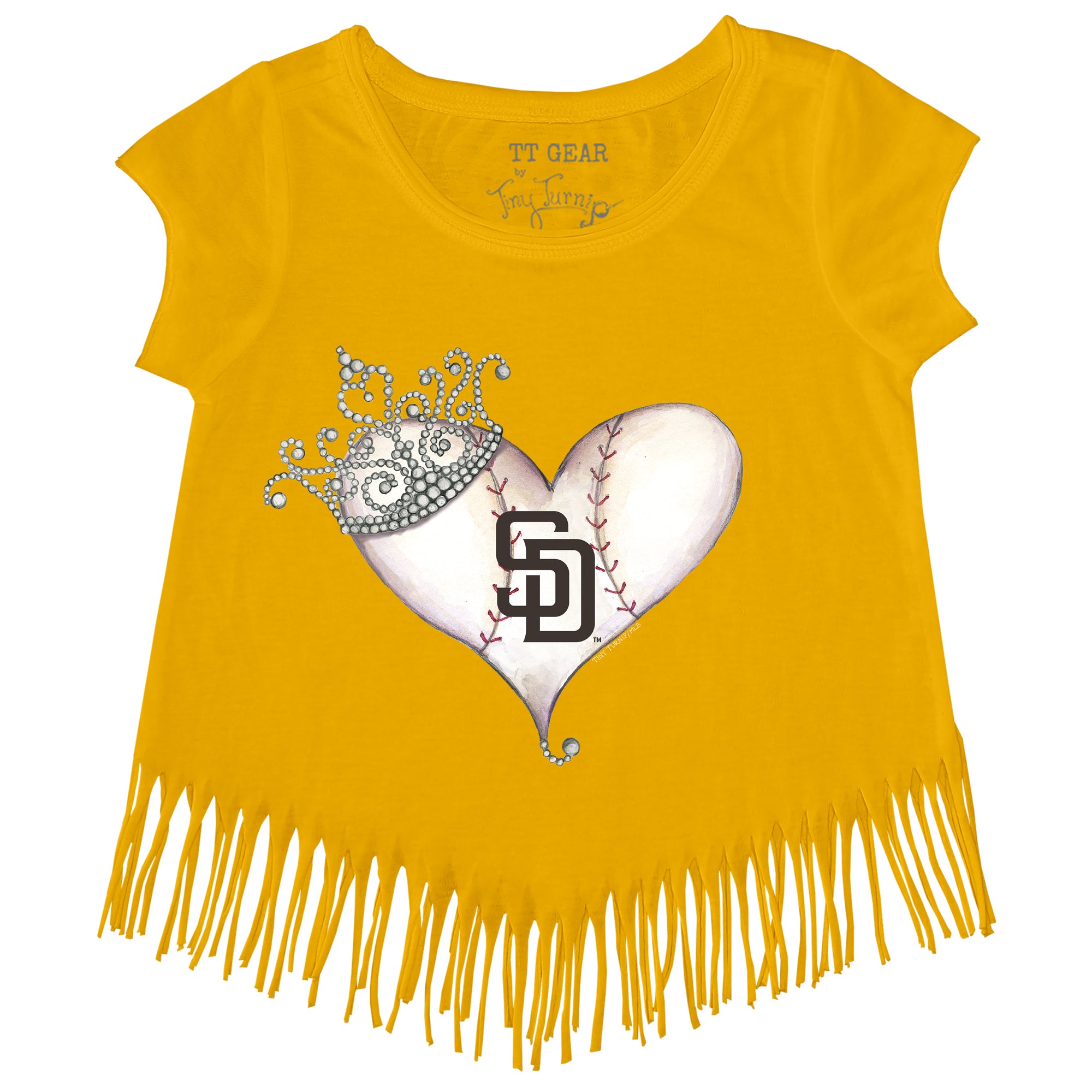 San Diego Padres Tiara Heart Fringe Tee | Tiny Turnip