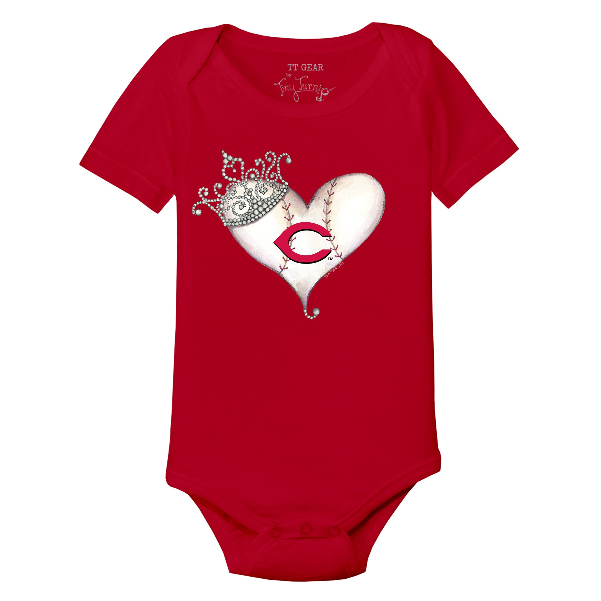 Cincinnati Reds Tiara Heart Short Sleeve Snapper | Tiny Turnip