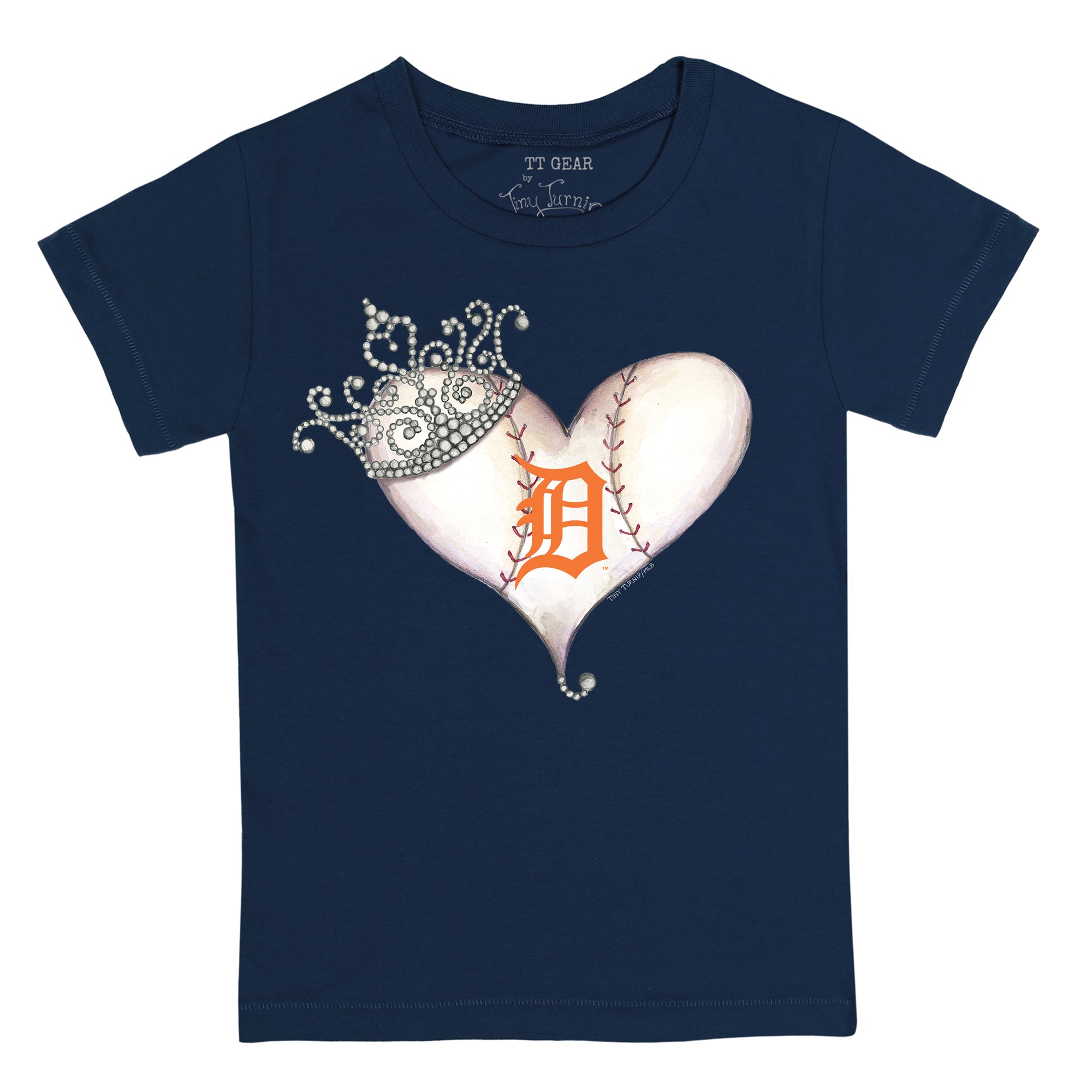 Detroit Tigers Tiara Heart Tee Shirt | Tiny Turnip