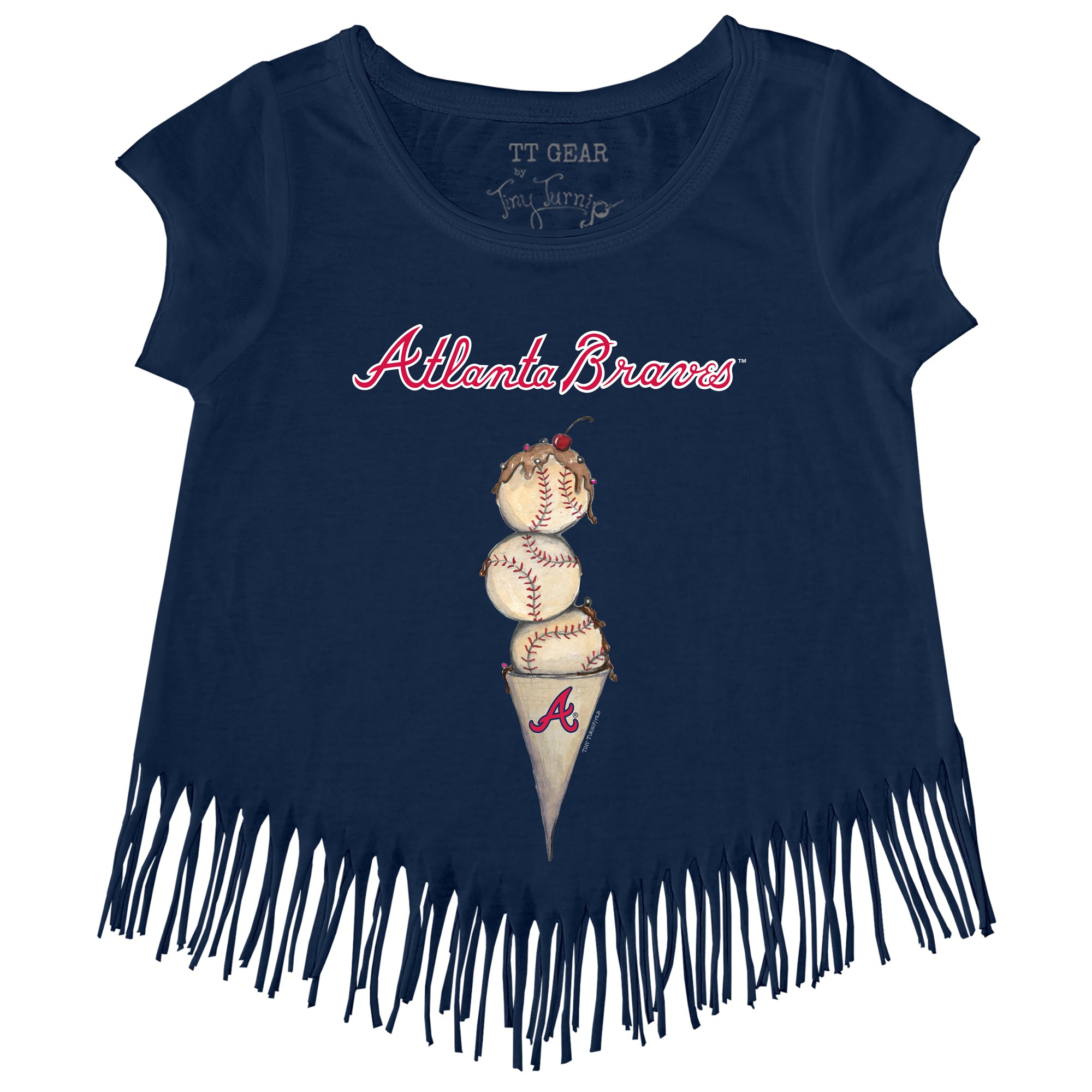 Atlanta Braves Triple Scoop Fringe Tee– Tiny Turnip